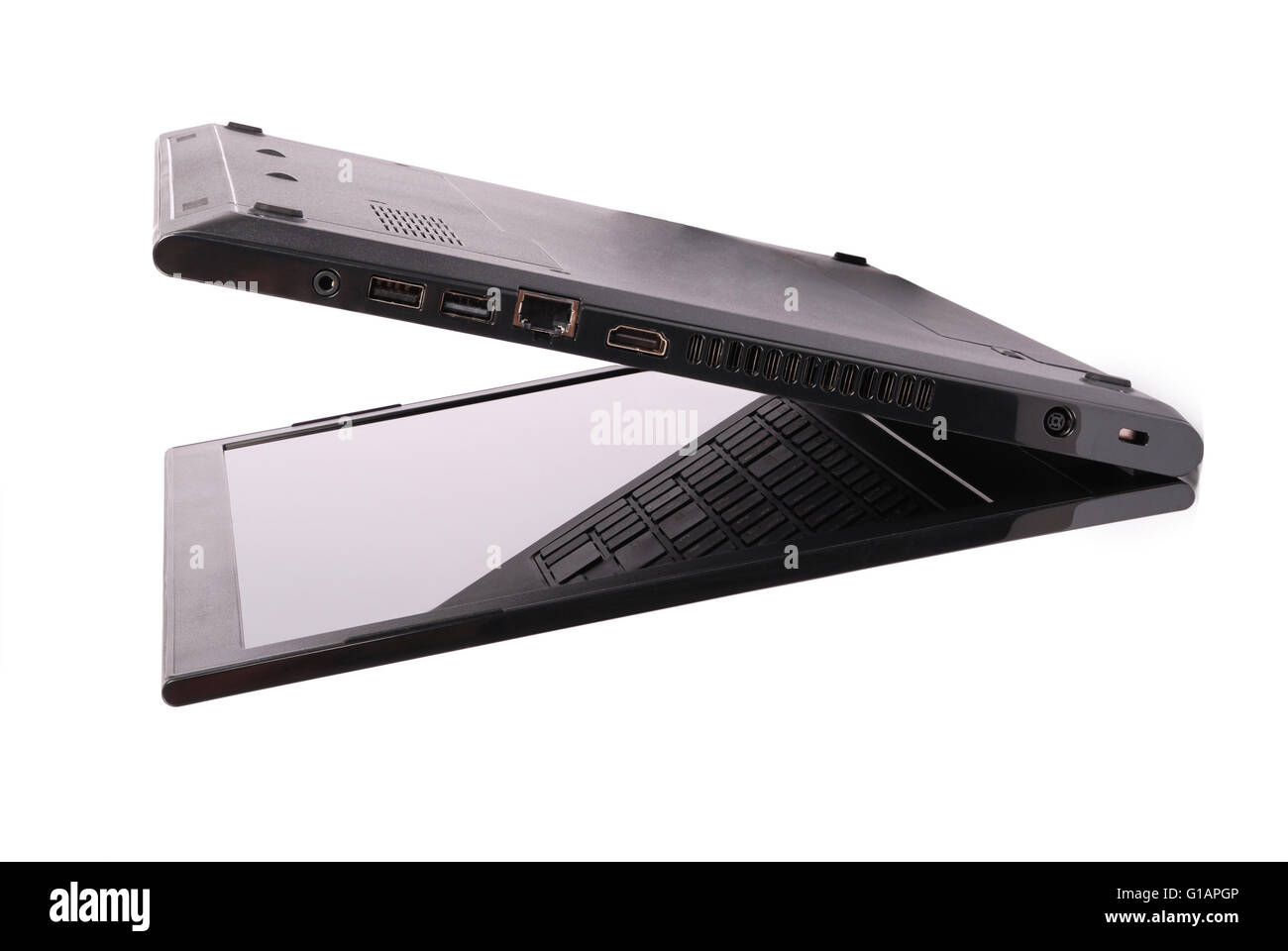Black laptop white background with soft shadow. Clipping path Stock ...