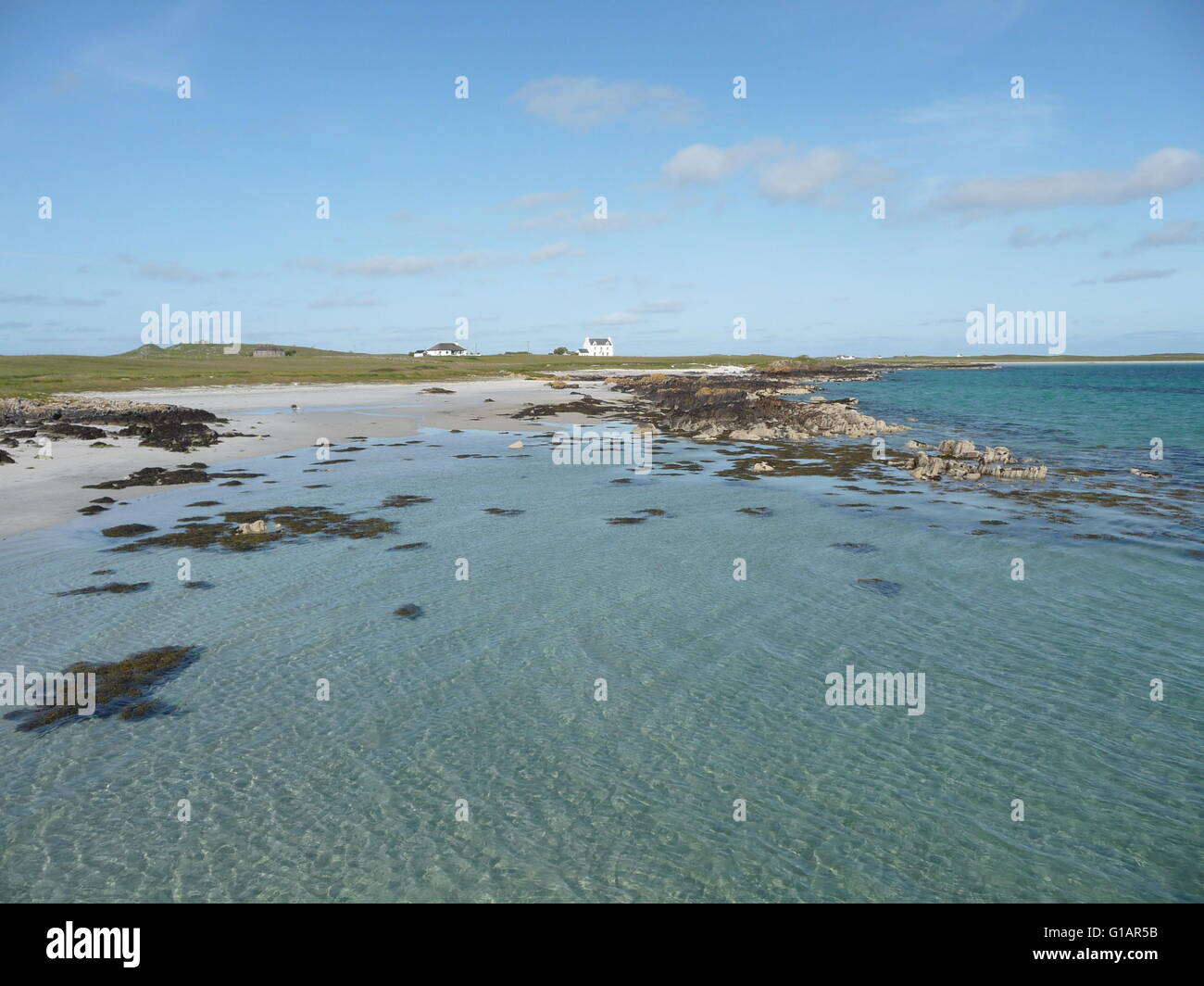 Southern end of Gott Bay, Isle of Tiree, Scotland on a sunny summer's ...
