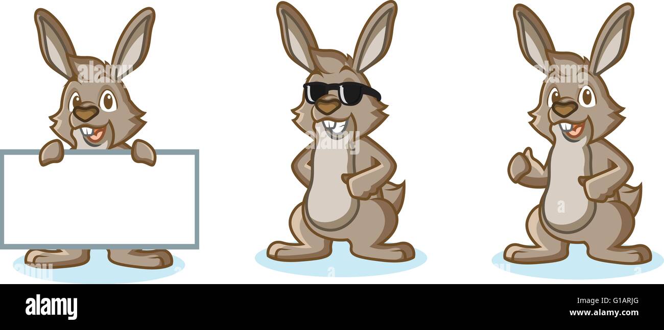 Brown Bunny Mascot Happy Stock Vector Image & Art - Alamy