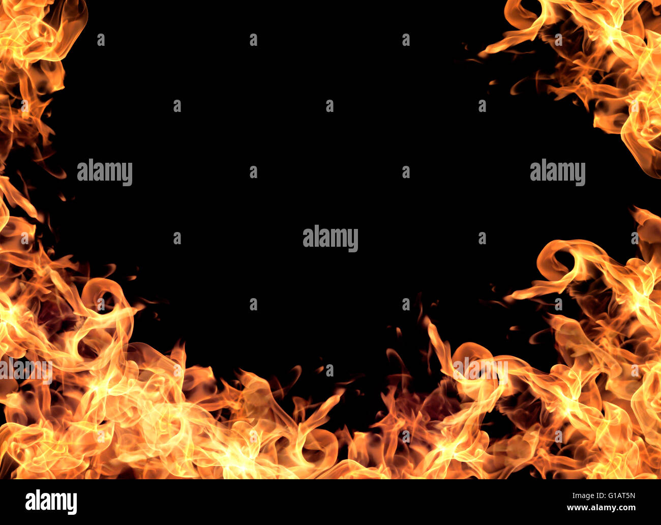 The red flames on a black background Stock Photo - Alamy