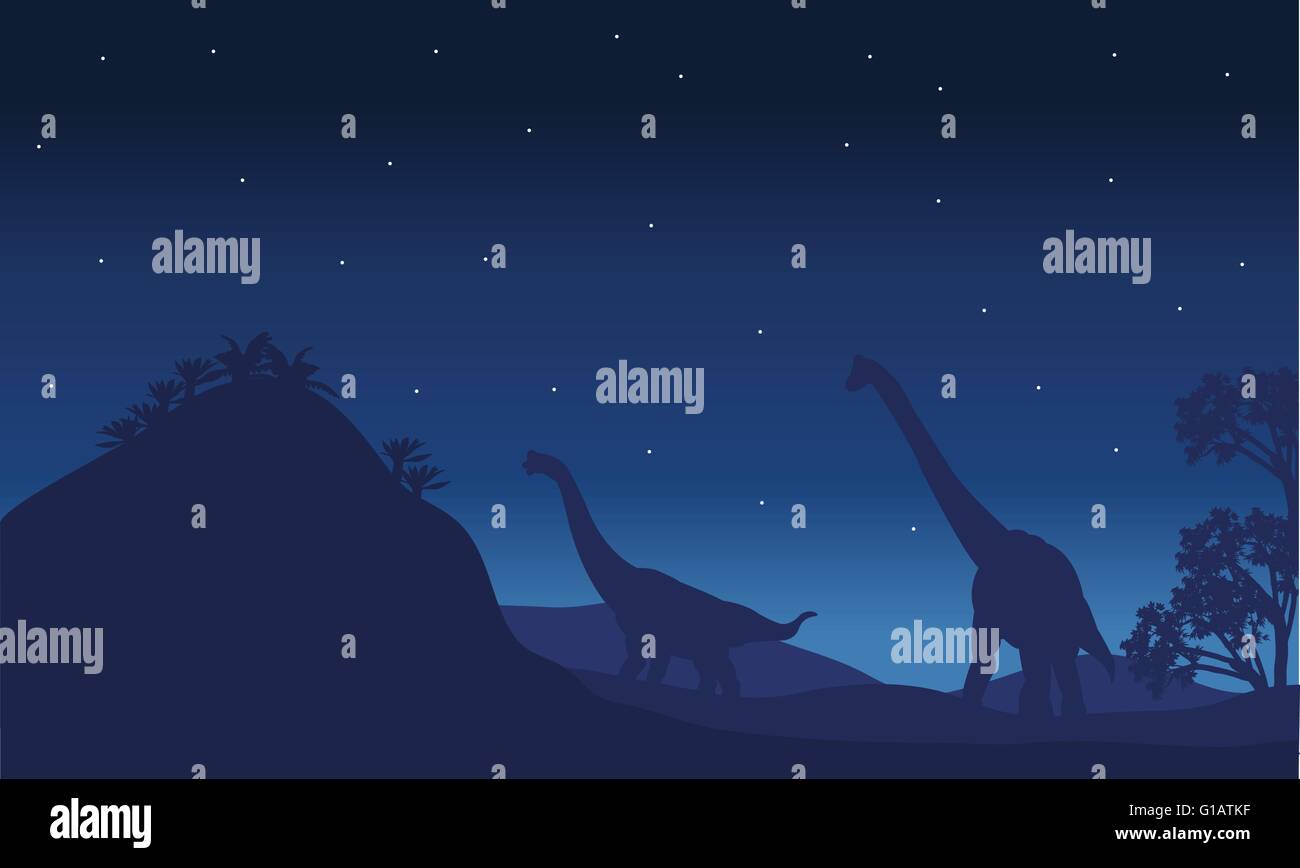 Silhouette of two brachiosaurus with star Stock Vector Image & Art - Alamy