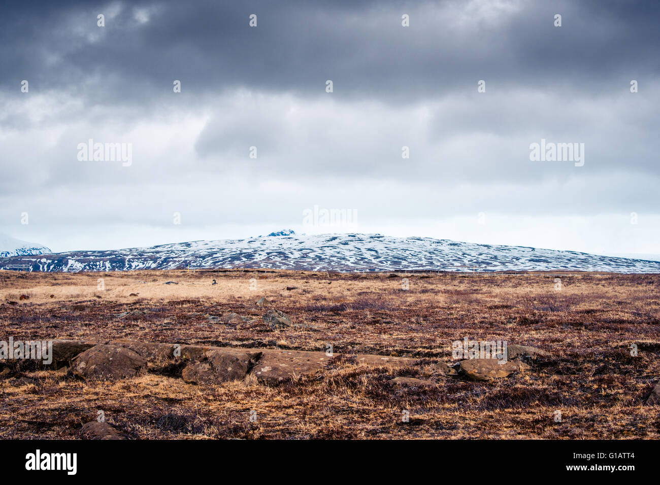 Cloudy weather over a rough field at a mountain Stock Photo - Alamy