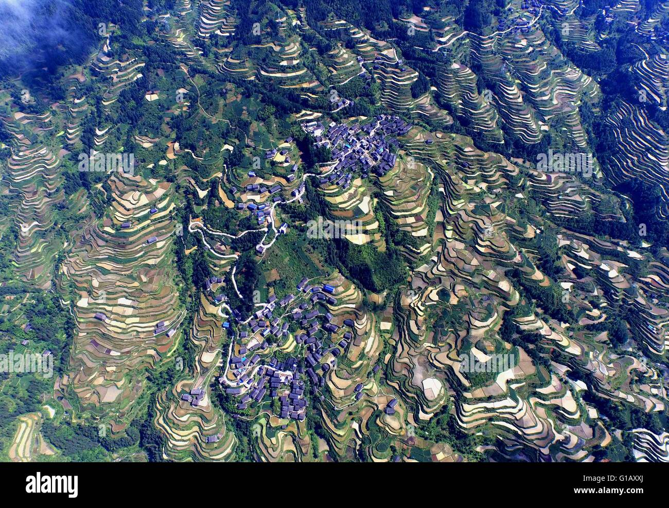 Sanjiang. 10th May, 2016. This photo taken with unmanned aerial vehicle ...