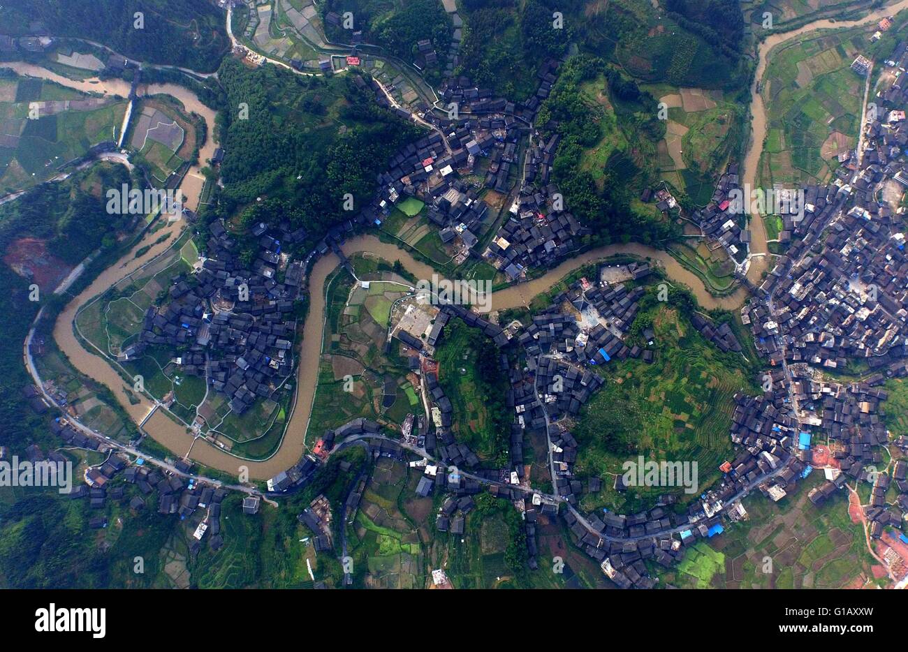 Sanjiang. 7th May, 2016. This photo taken with unmanned aerial vehicle ...