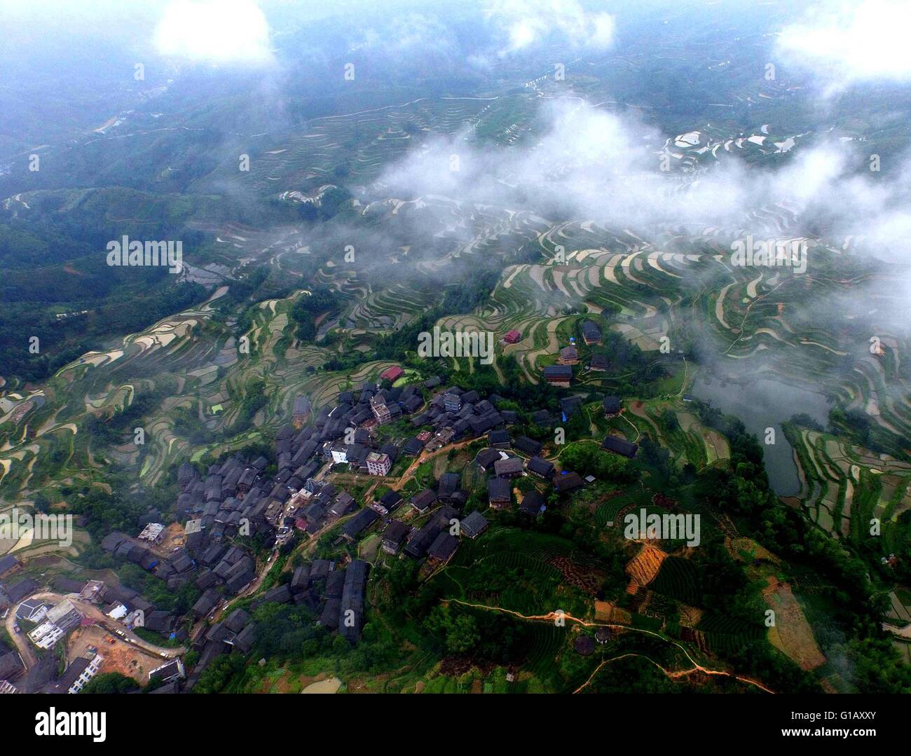 Sanjiang. 8th May, 2016. This photo taken with unmanned aerial vehicle ...