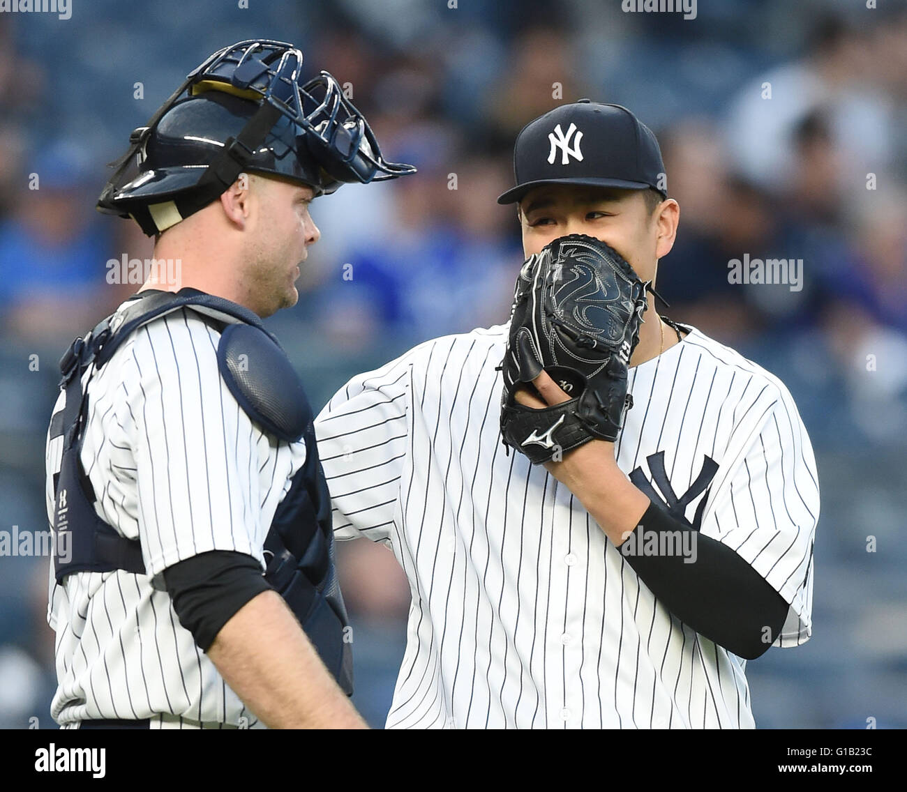 (L-R) Brian McCann, Masahiro Tanaka (Yankees), MAY 10, 2016 - MLB : Pitcher Masahiro Tanaka of ...