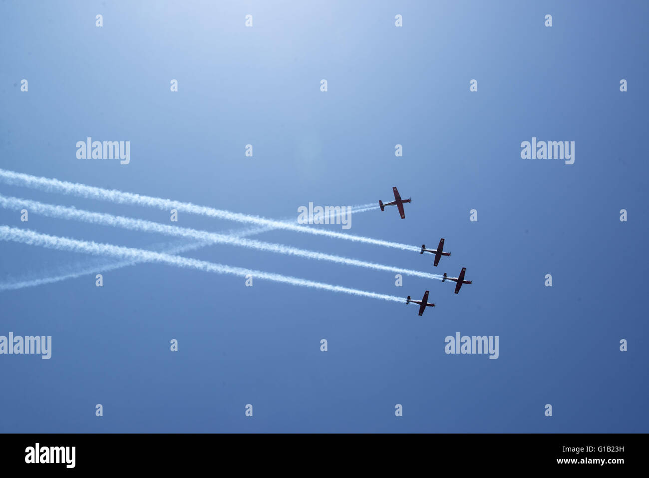 Tel Aviv, Israel. 12th May, 2016. Israeli Air Force planes flying over ...