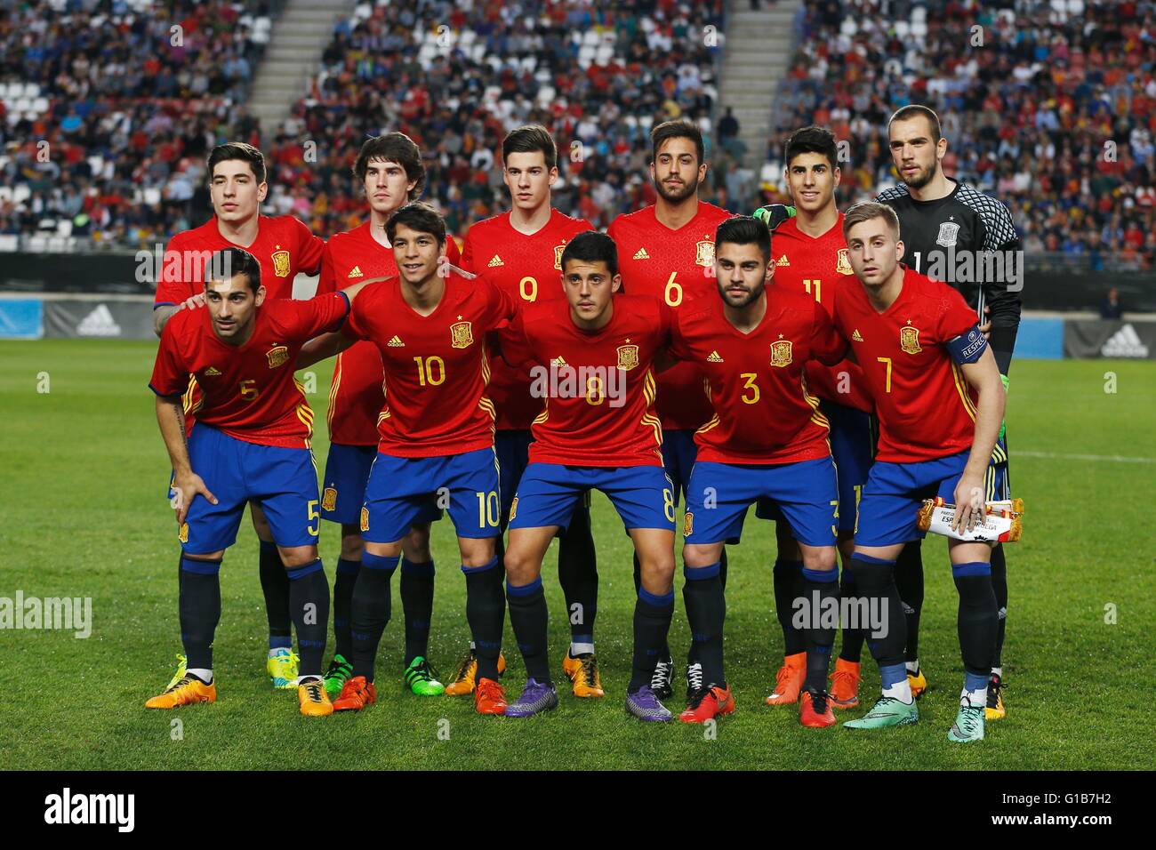 Murcia, Spain. 28th Mar, 2016. Under 21 Spain team group ine-up (ESP ...