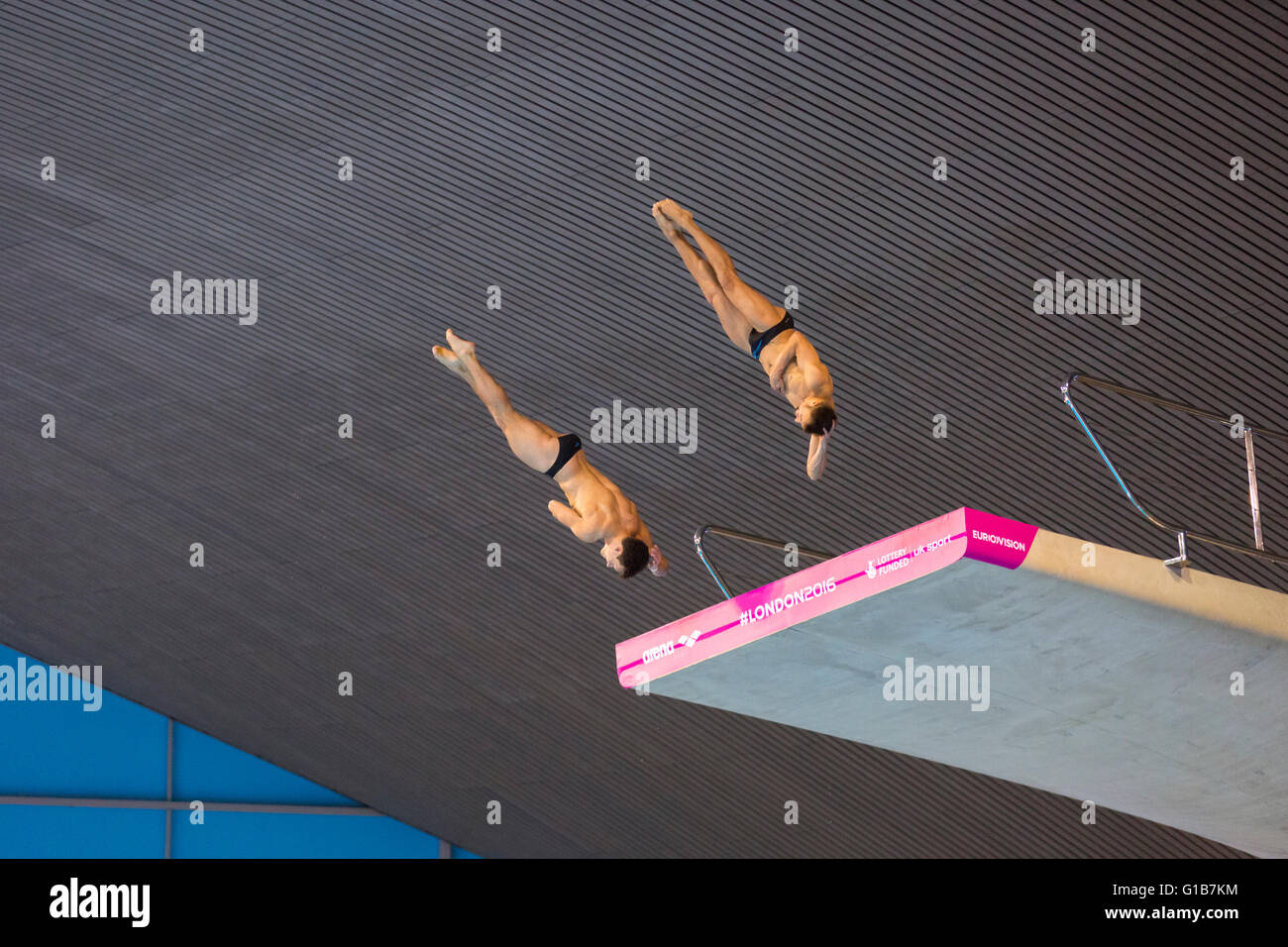 Aquatics Centre, Olympic Park, London, UK. 12th May 2016. The two ...