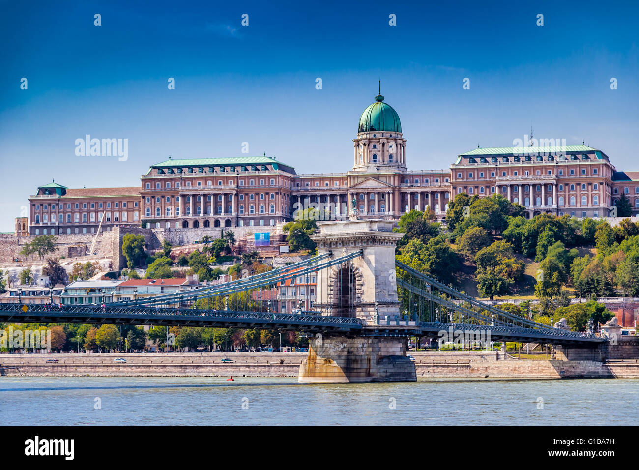 Buda Castle and Chain Bridge on the Danube river Stock Photo - Alamy