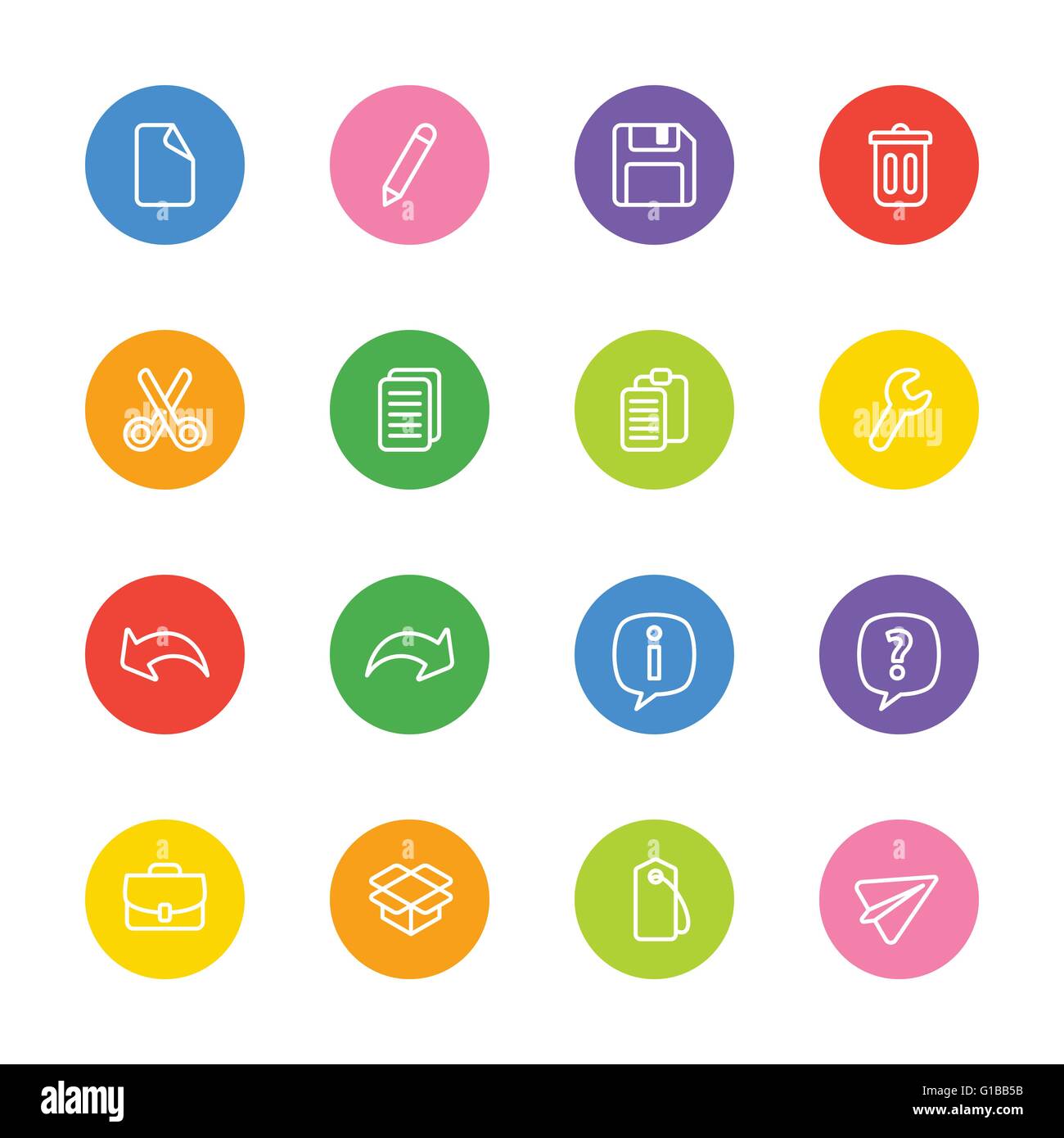 [EPS10] white line web icon set on colorful circle for web design, UI ...