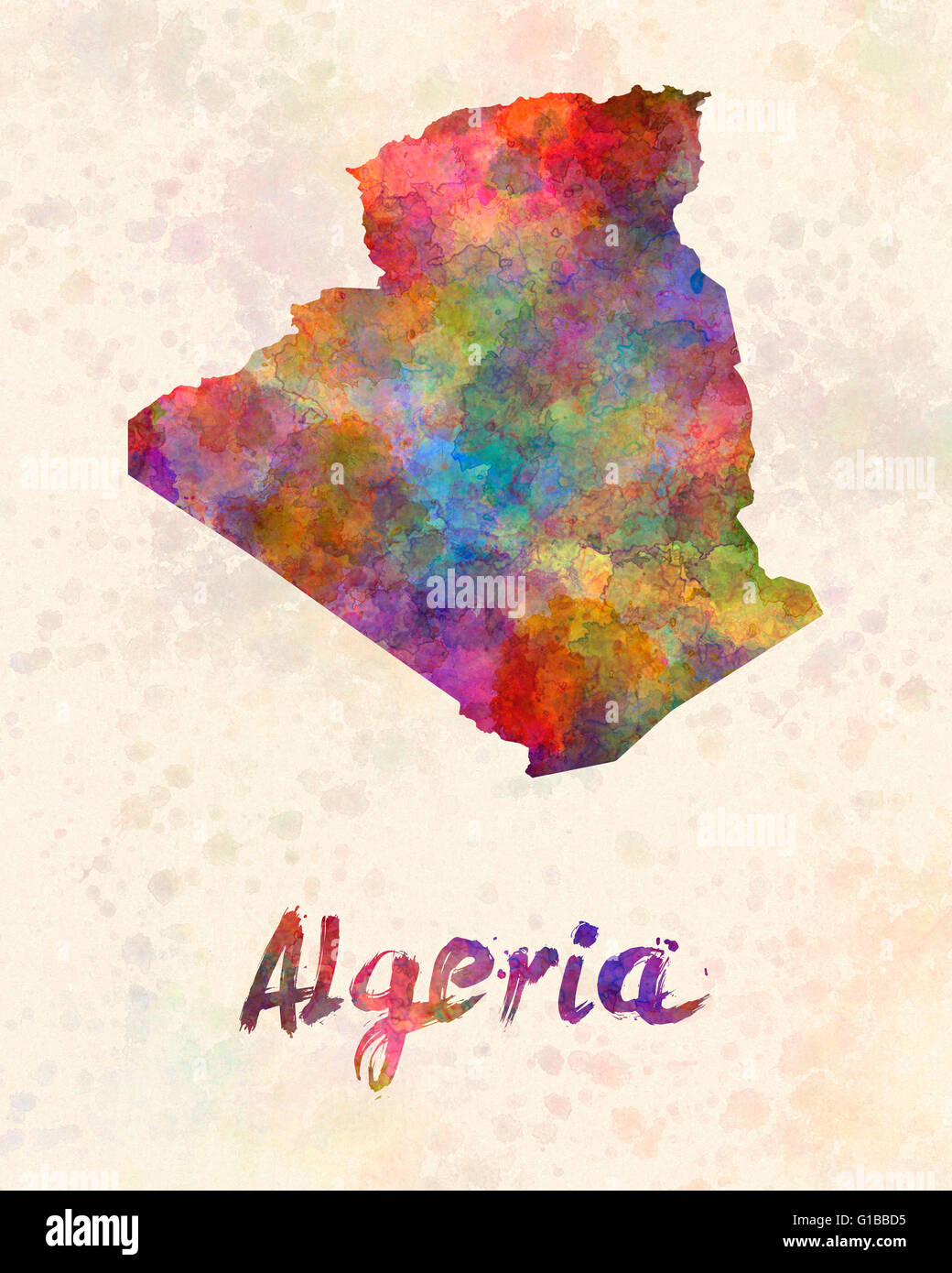 Algeria map print hi-res stock photography and images - Alamy