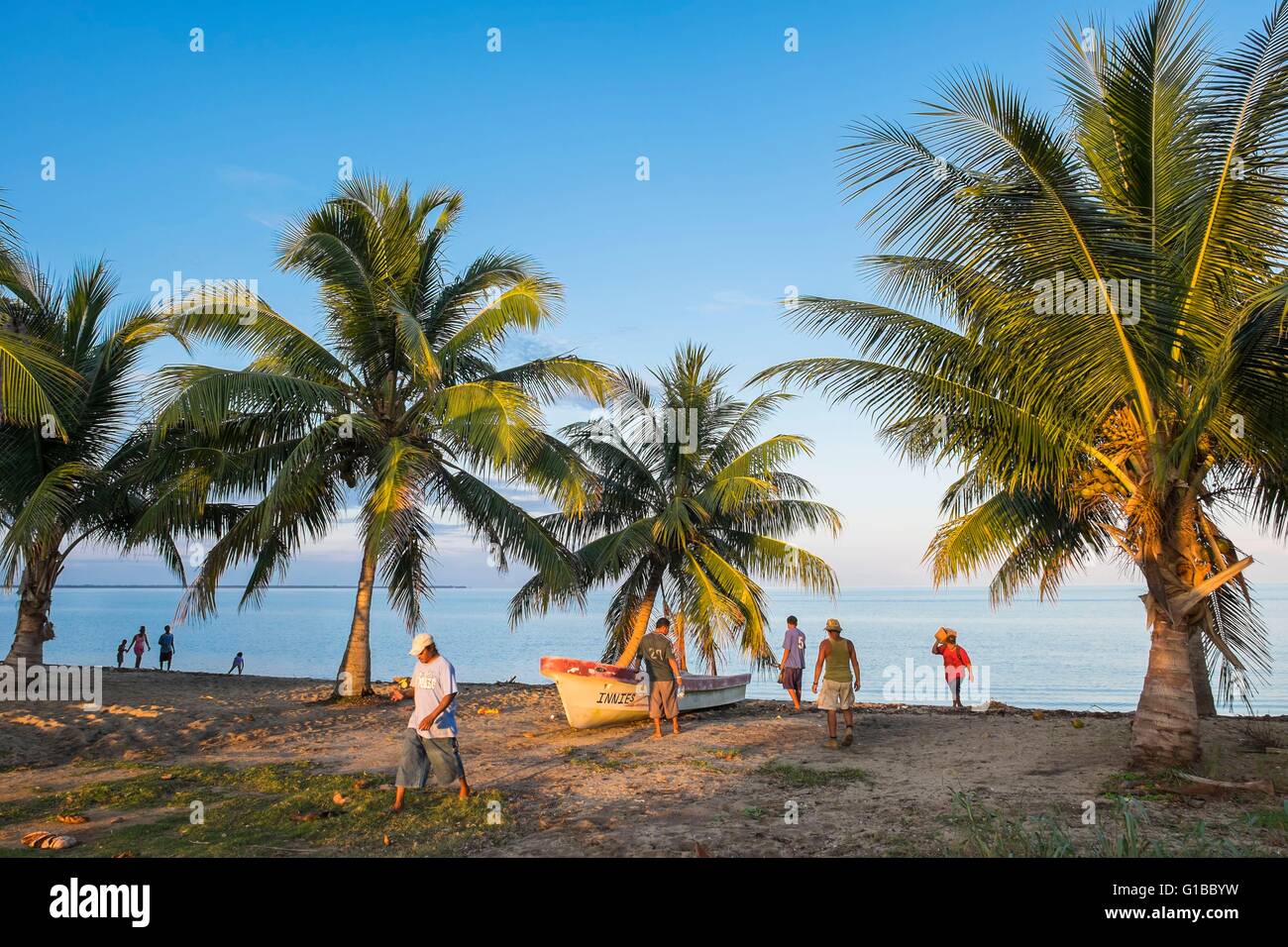 Belize, Stann Creek district, Hopkins, little garifuna fishing village ...