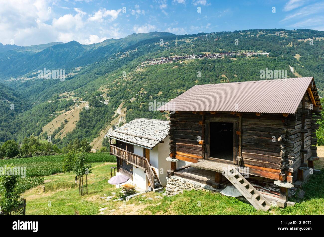 Switzerland, Valais, Val d'Herens, the hamlet Ossona Stock Photo - Alamy