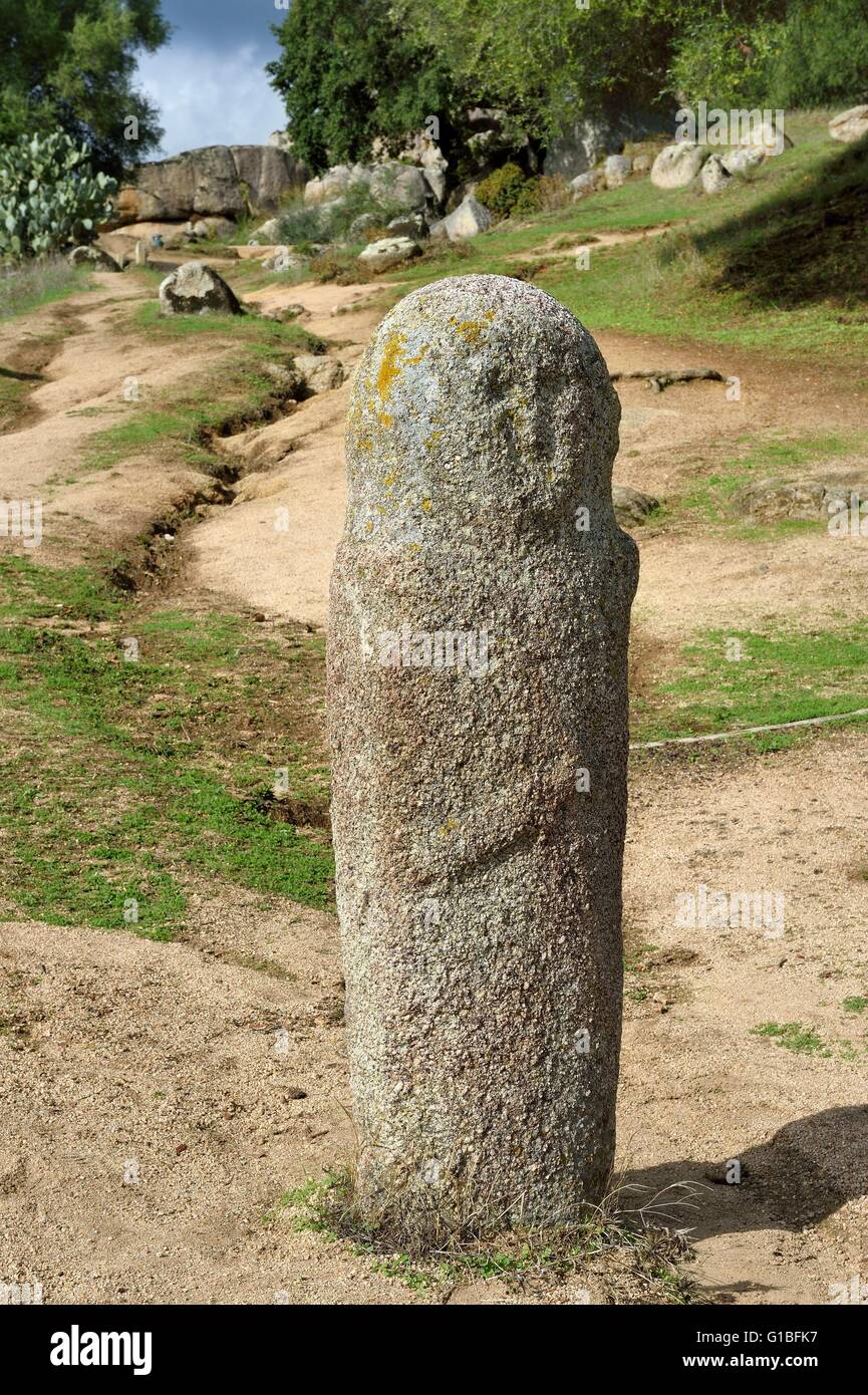 France, Corse du Sud, prehistoric site of Filitosa, menhir statue of ...