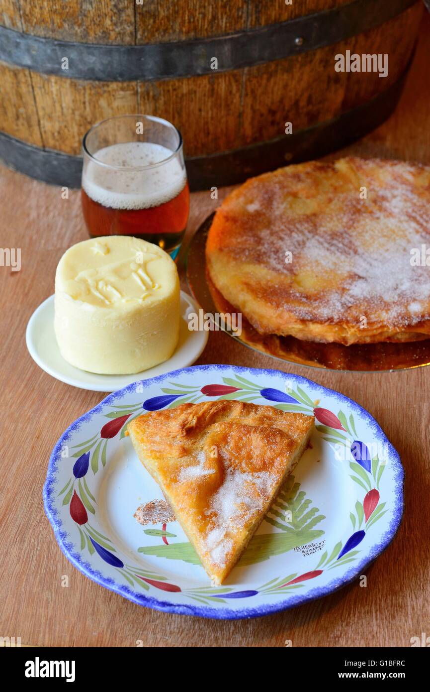 France, Finistere, Morlaix Bay, Carantec, kouign amann, traditional ...
