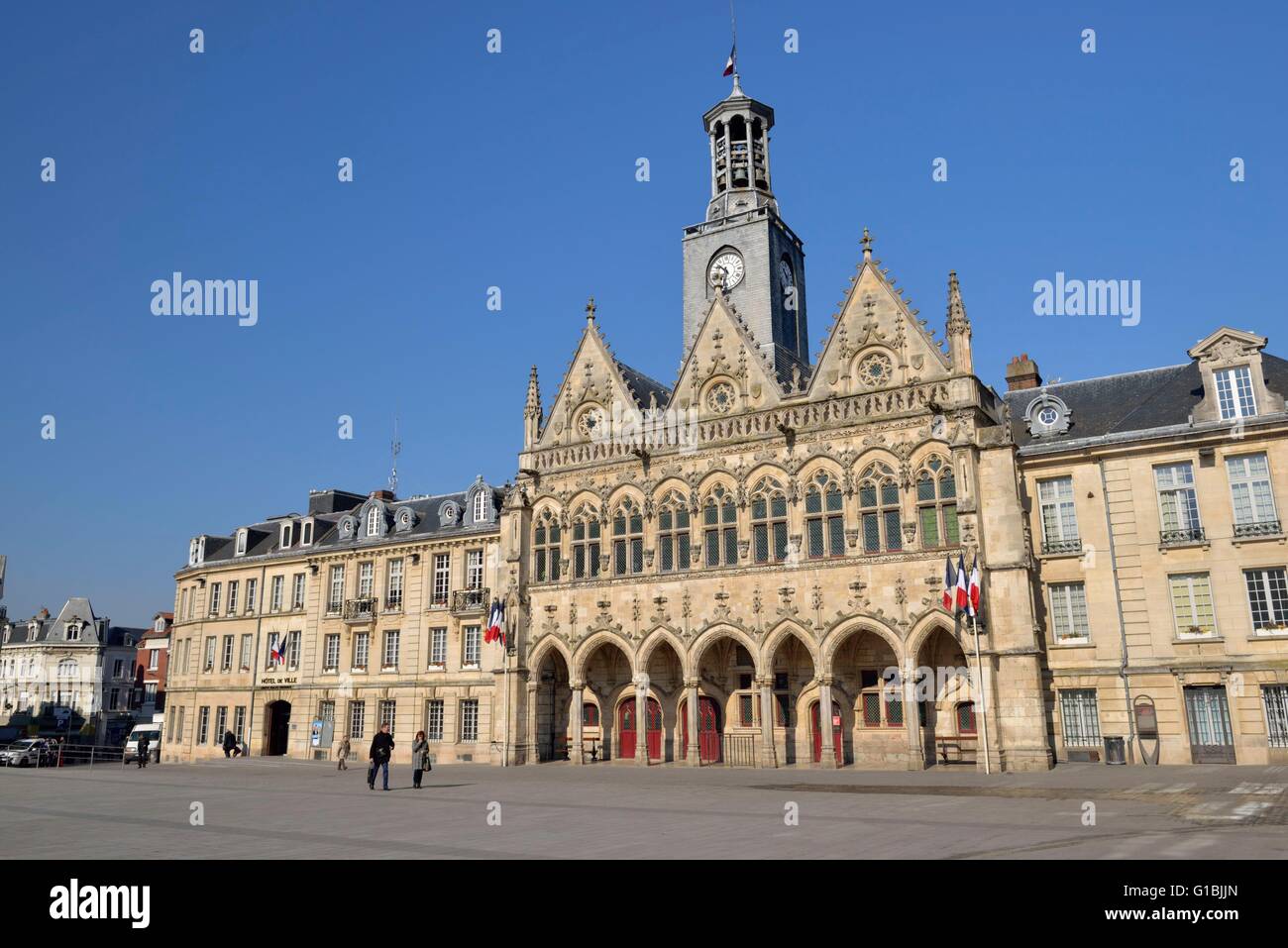France, Aisne, Saint Quentin, place of the City Hall, city hall of ...