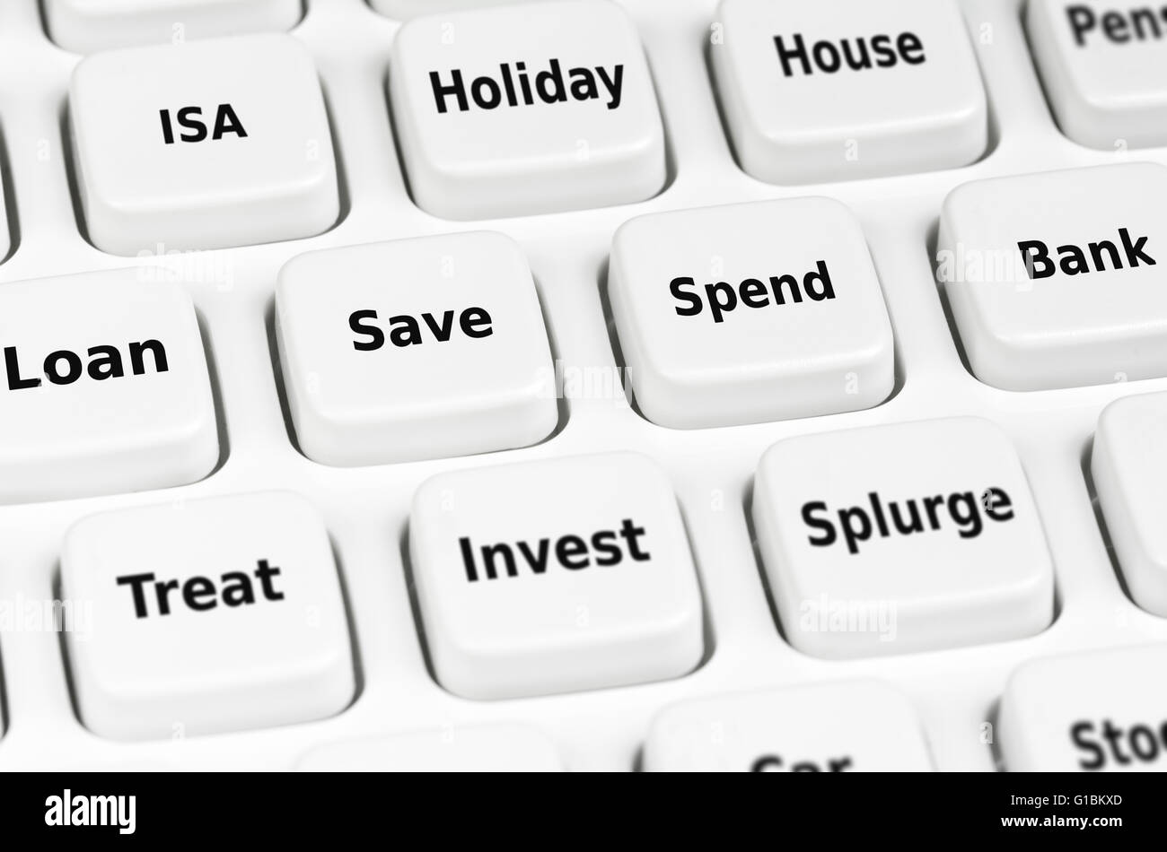Financial options - Computer keyboard with various choices of how to ...