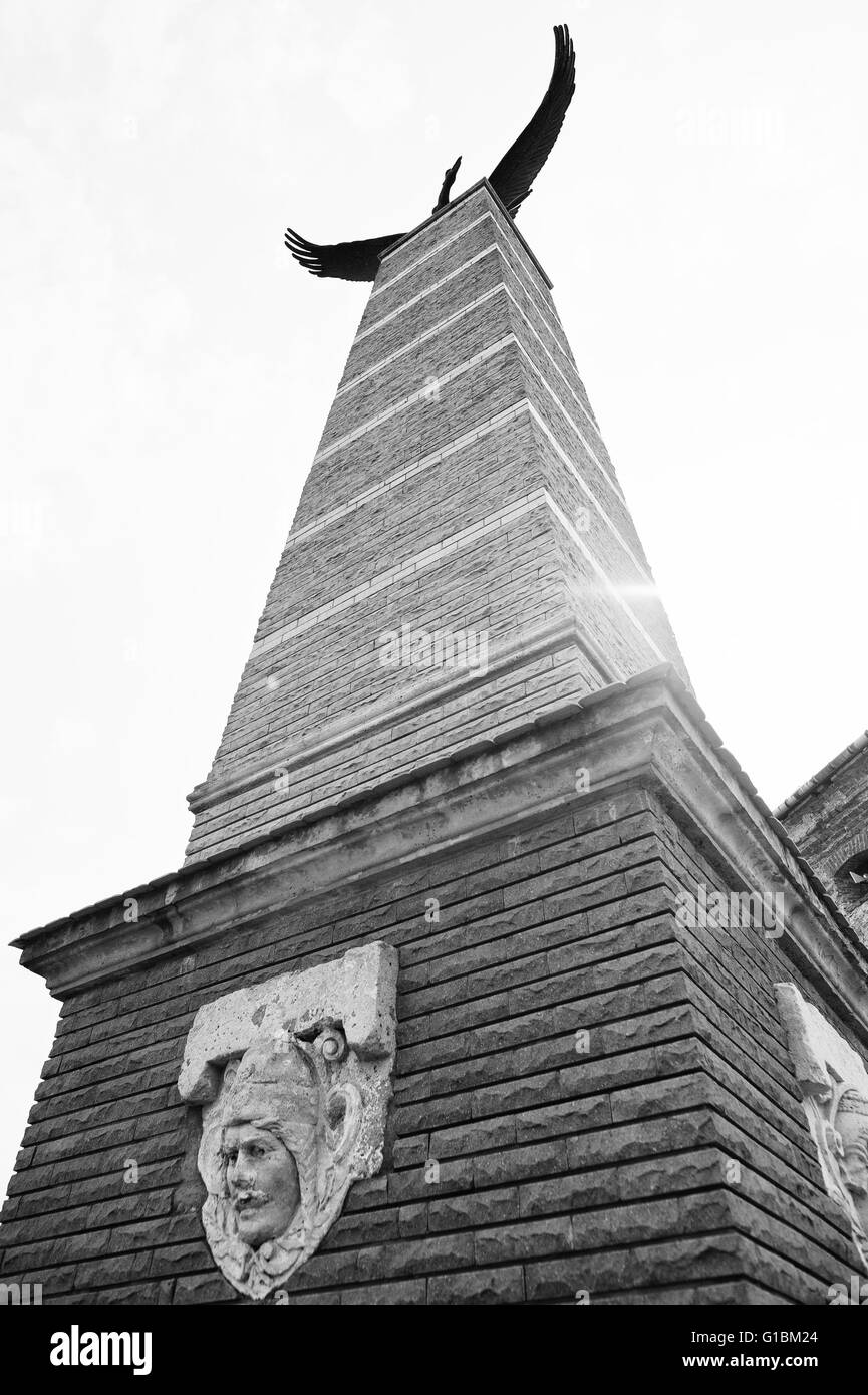 Statue hungarian turul bird sword Black and White Stock Photos & Images ...
