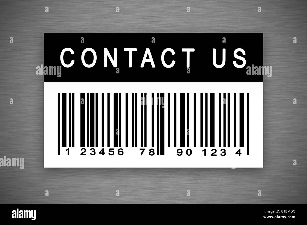 contact us barcode label with shadow on metal background Stock Photo ...