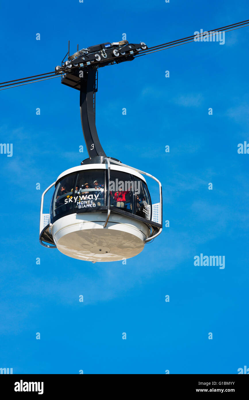 Europe; Italy; Italian Alps; Courmayeur; new Skyway revolving cable car ...