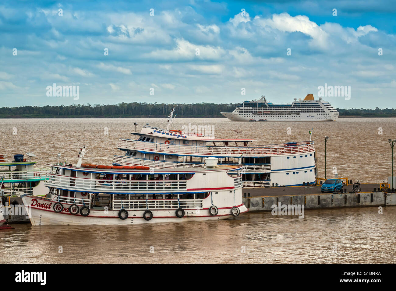 Cruise Ship and Amazon River Boats Parintins Brazil Stock Photo - Alamy