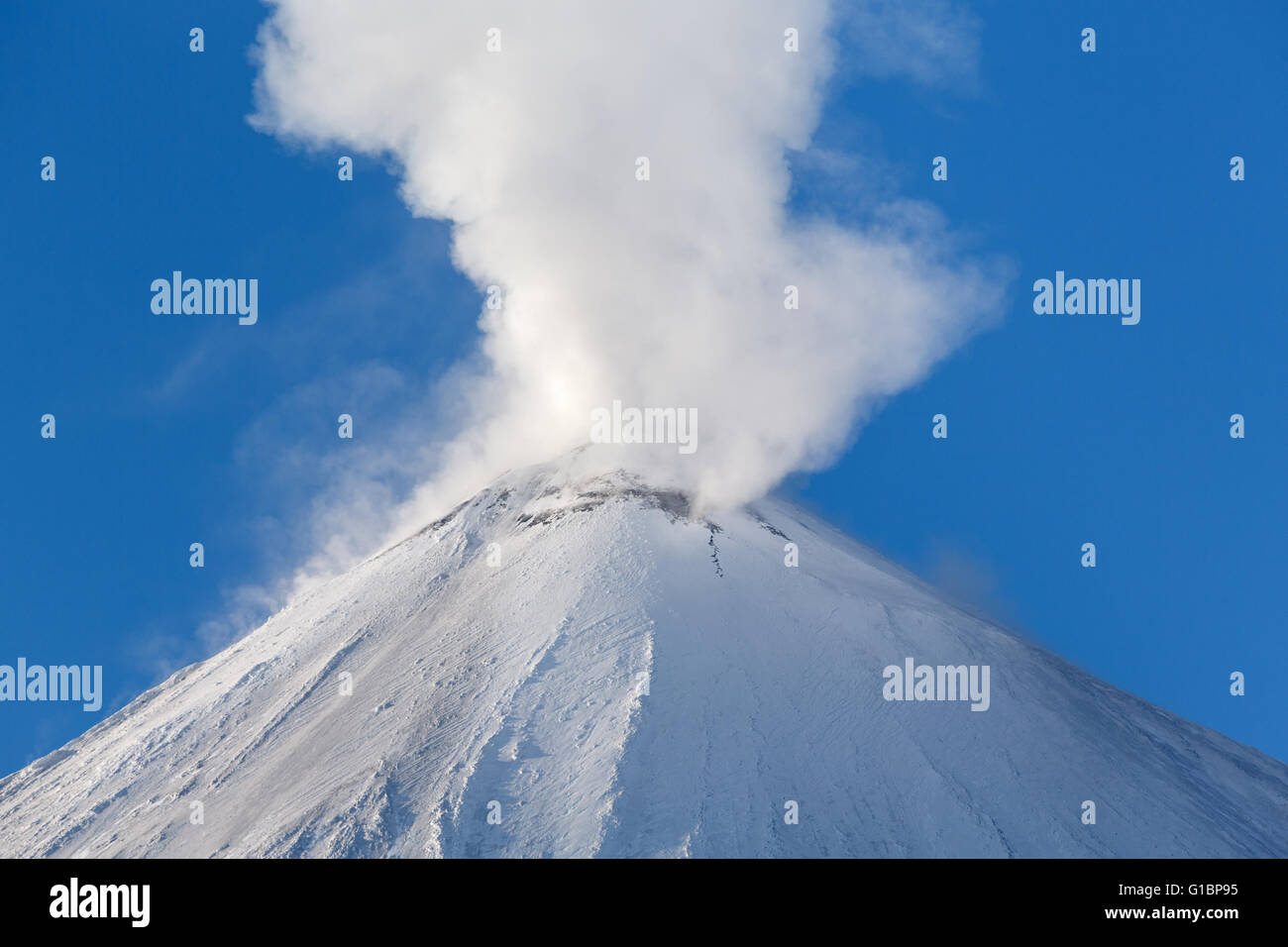 Volcanic landscape of Kamchatka: active Klyuchevskaya Sopka ...
