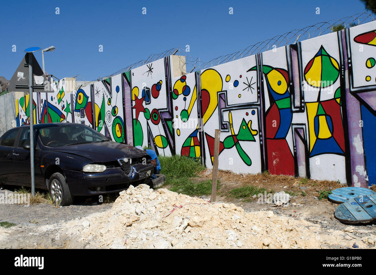 IMIZAMO YETHU TOWNSHIP WESTERN CAPE SOUTH AFRICA . The painted wall of ...