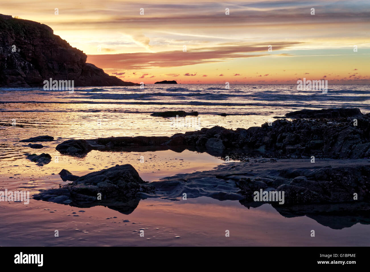 Sunset over the sea Stock Photo - Alamy