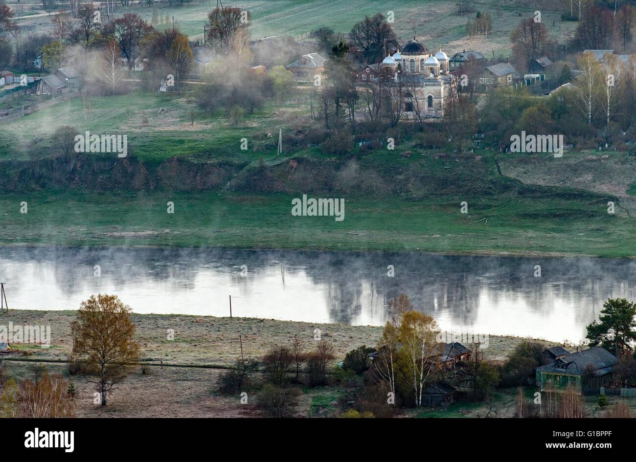 Flight over Tver Region, Russia. A village Stock Photo - Alamy
