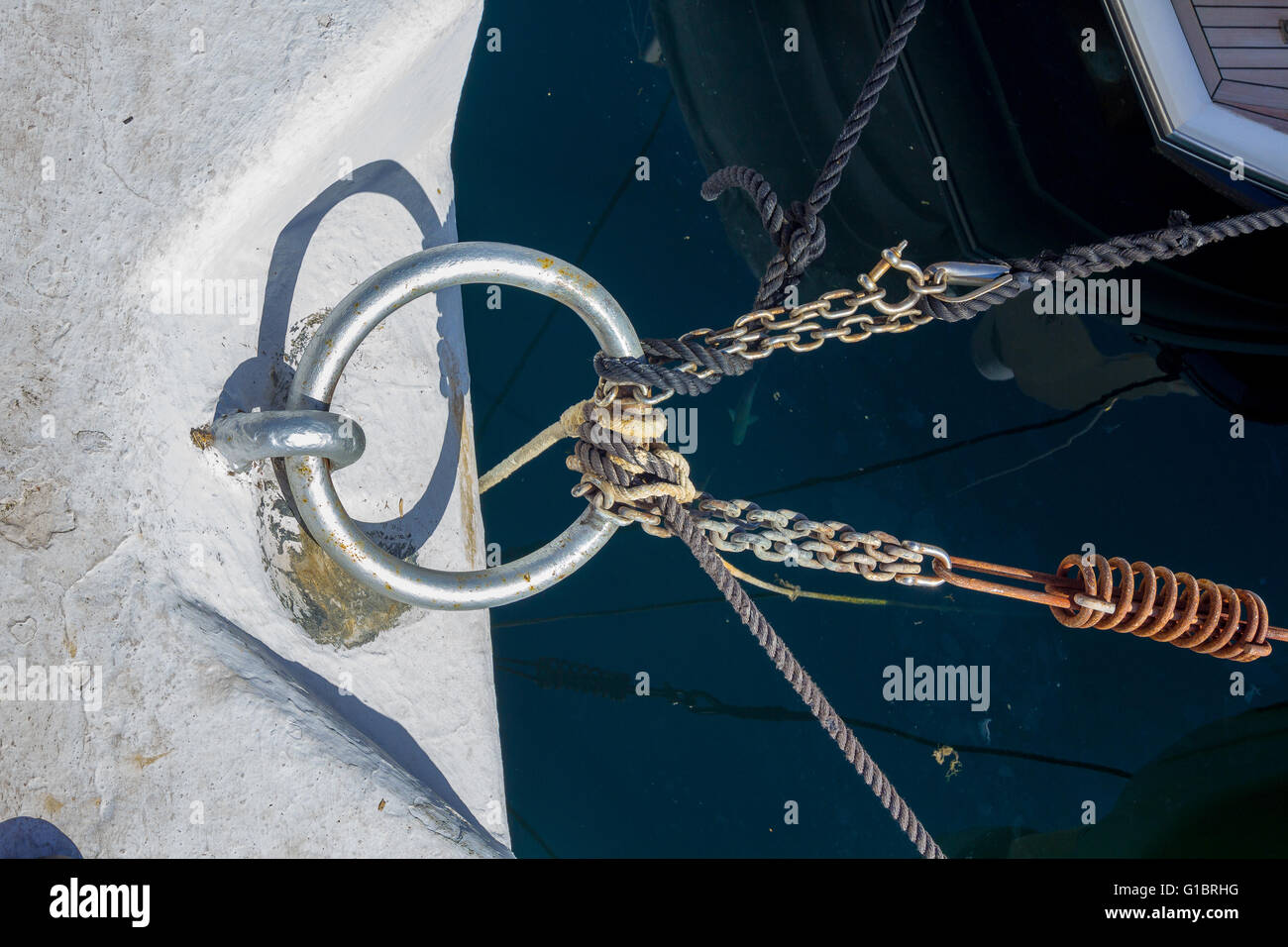 mooring ring for ships to port Stock Photo - Alamy