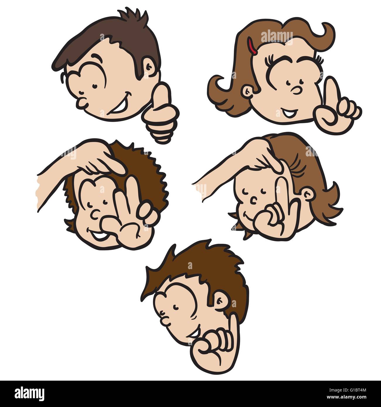 kids showing fingers Stock Vector Image & Art - Alamy