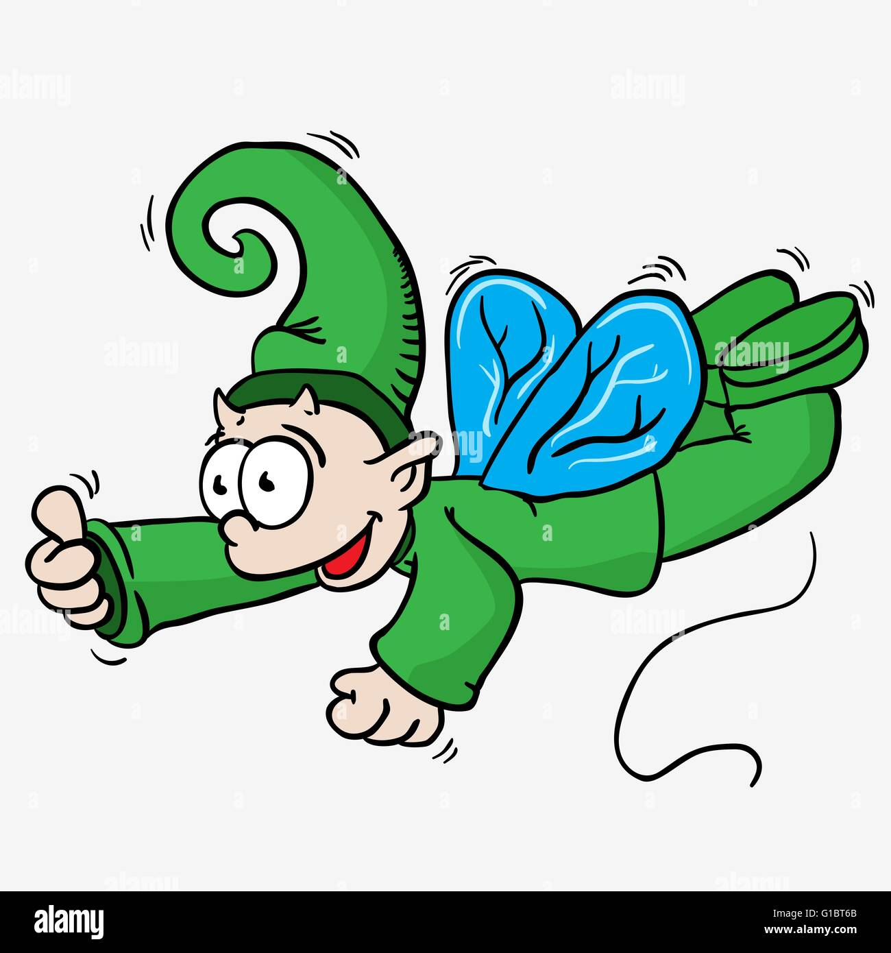 flying elf with thumbs up cartoon illustration Stock Vector Image & Art ...