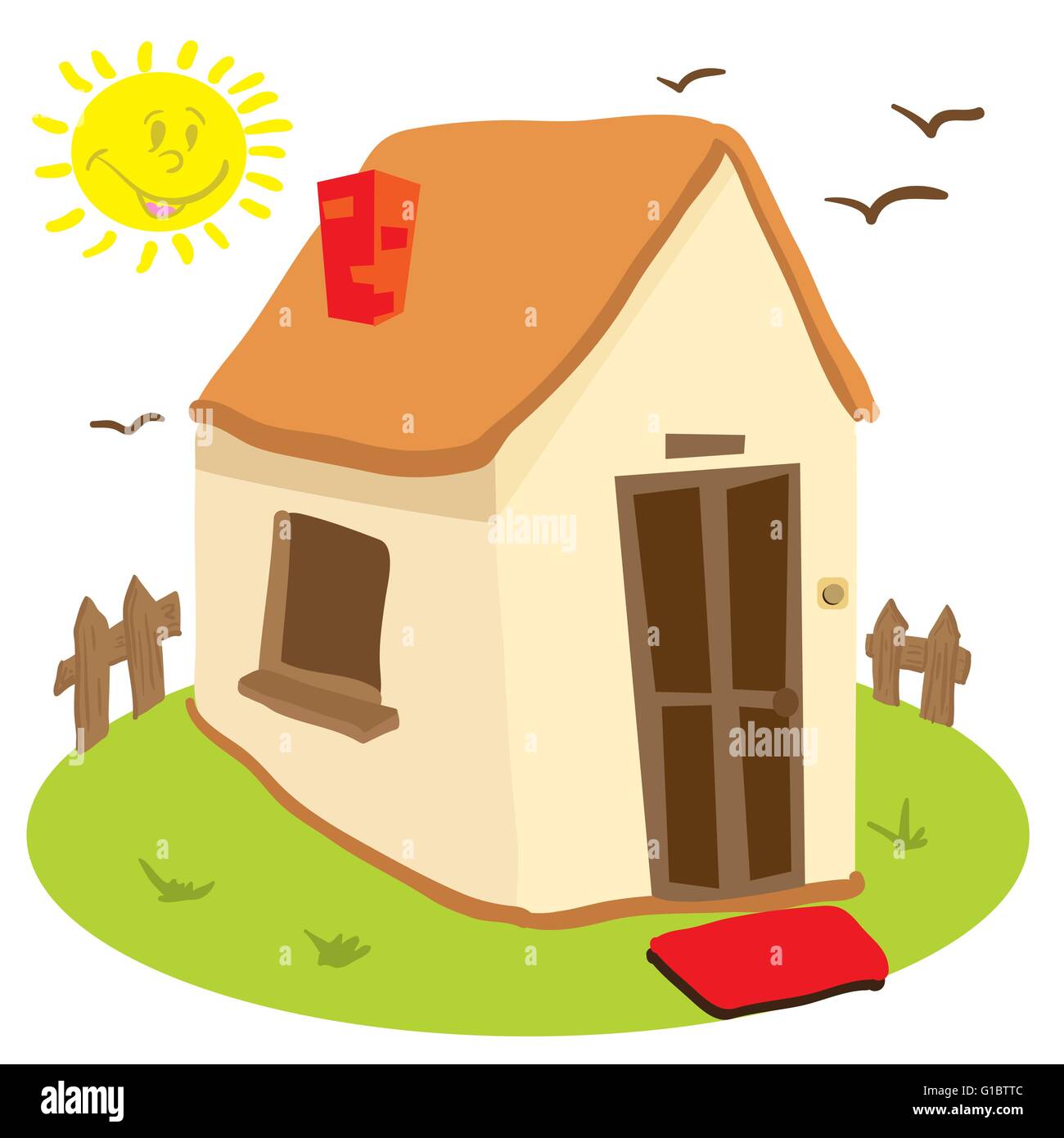 Cute little green house Stock Vector Images - Alamy