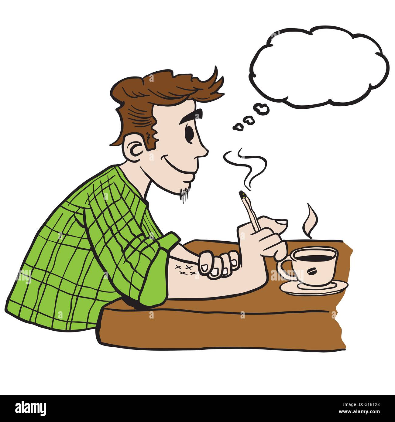 Man smoking cigarette cartoon illustration Cut Out Stock Images ...