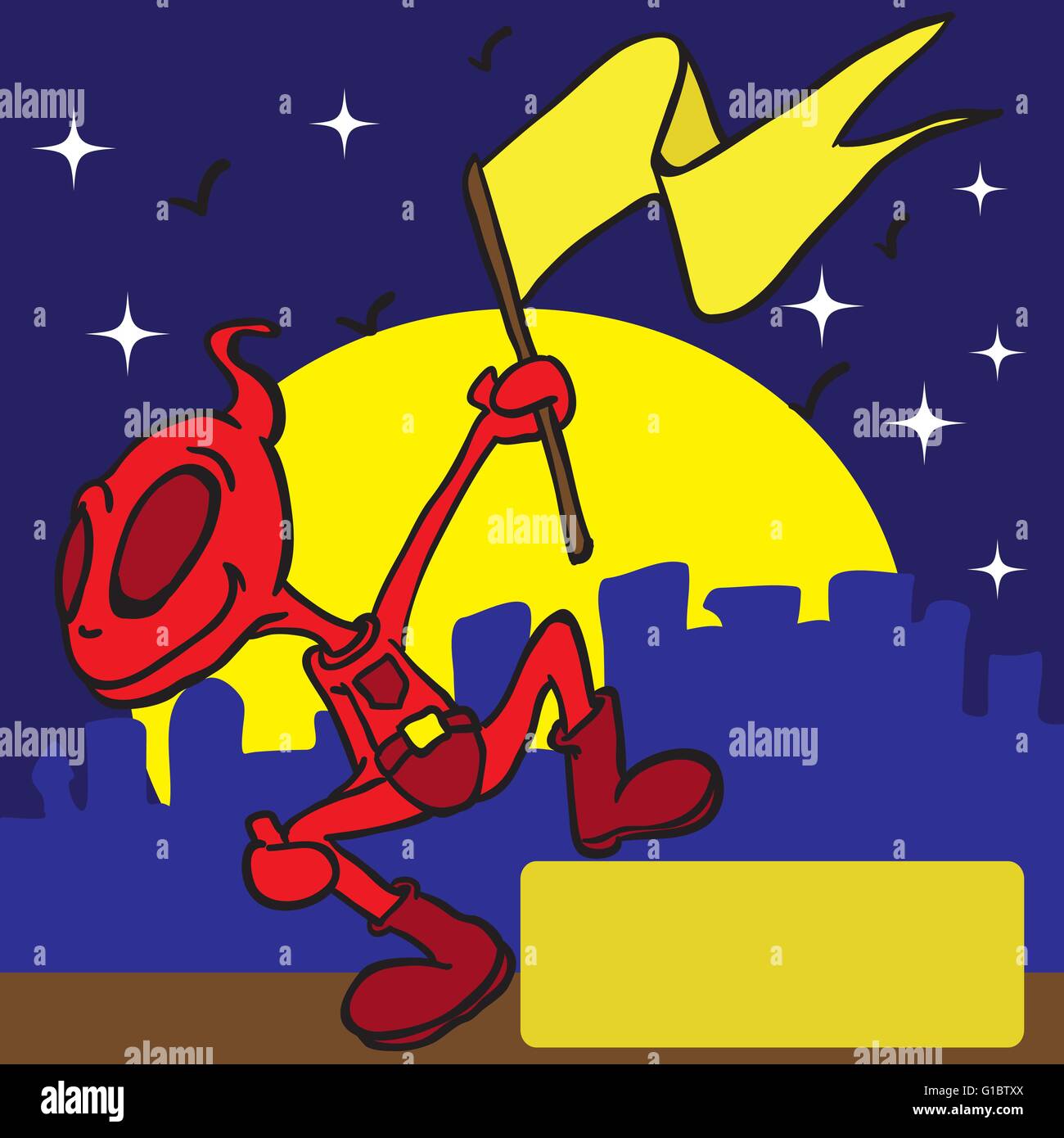 masked superhero with a flag standing on a roof Stock Vector Image ...