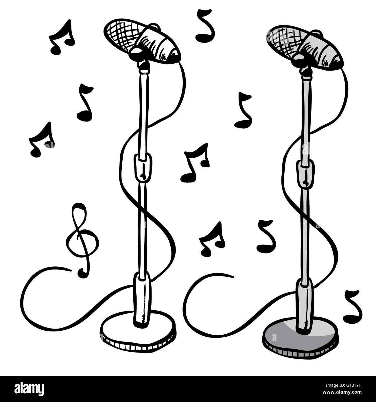 Microphone music notes on Stock Vector Images - Alamy