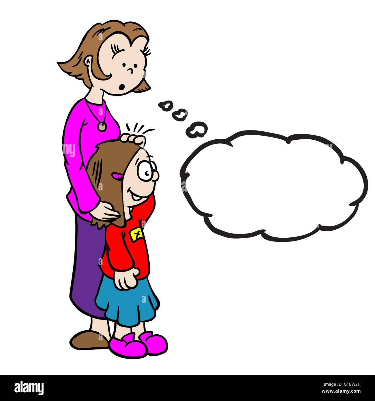 mom with thought bubble holding little girl cartoon Stock Vector Image ... mom with thought bubble holding little girl cartoon Stock Vector Image ...