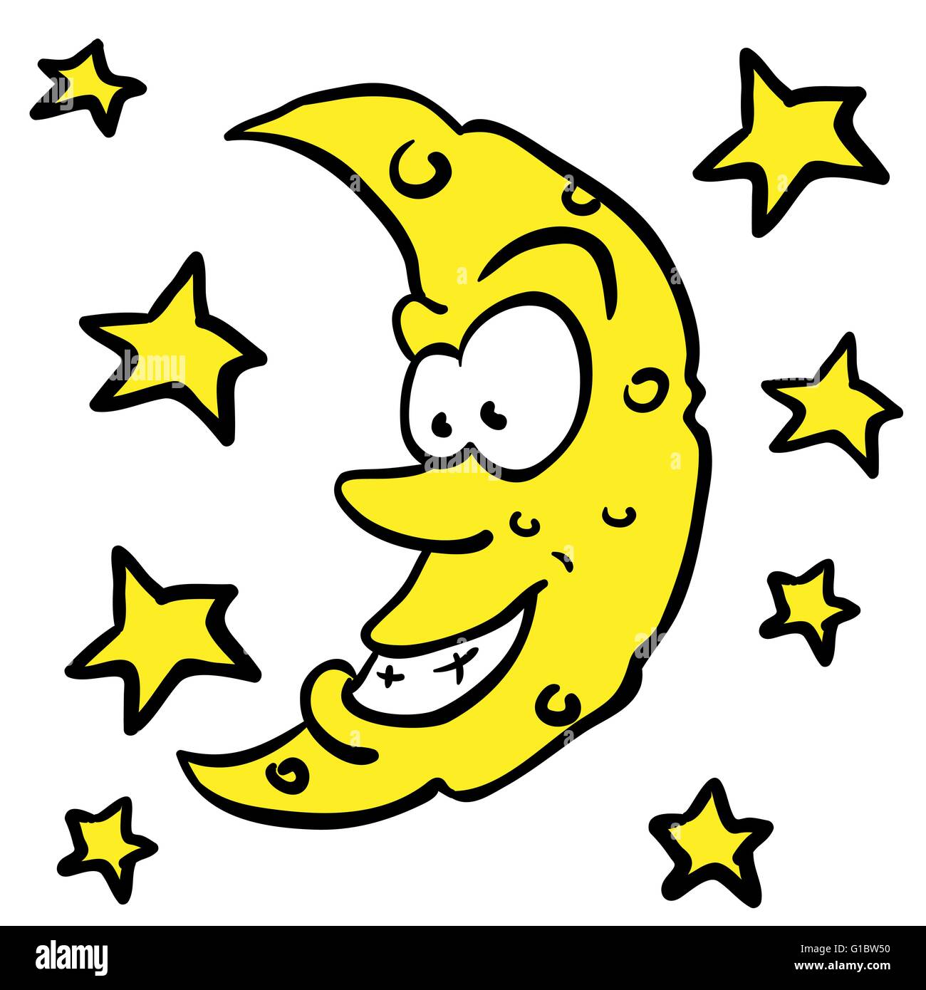 moon and stars cartoon illustration Stock Vector Image & Art - Alamy