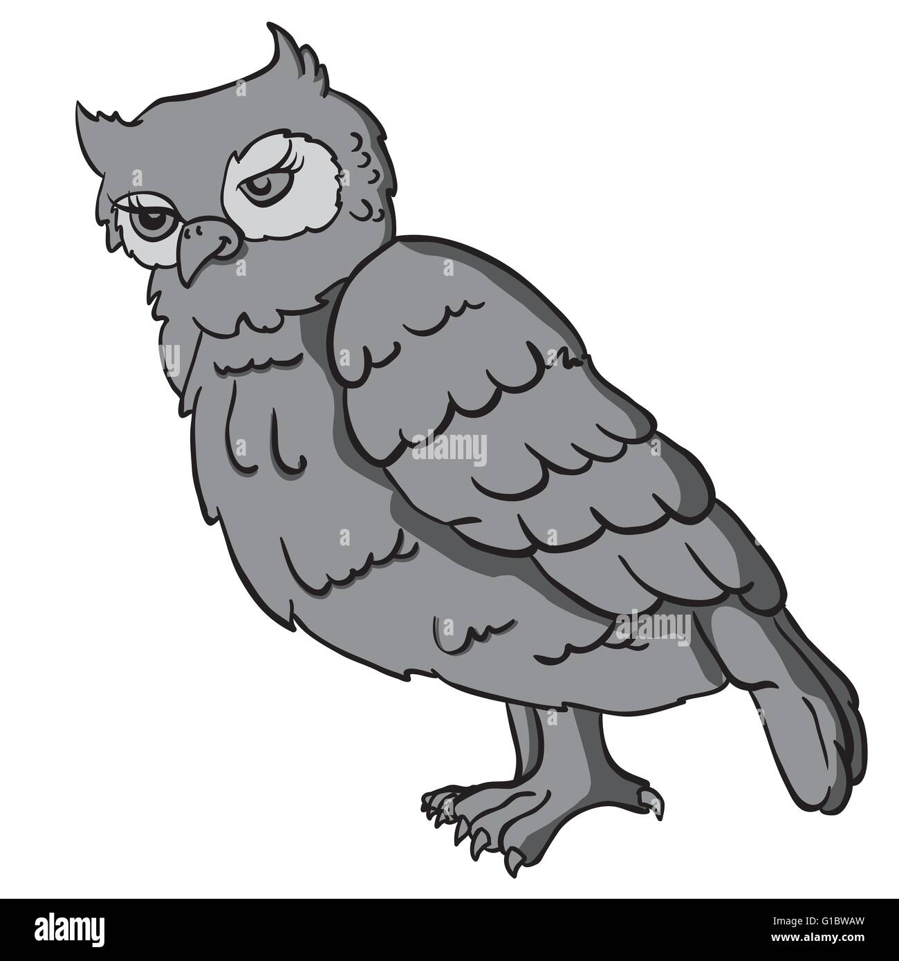grey owl cartoon illustration Stock Vector Image & Art - Alamy