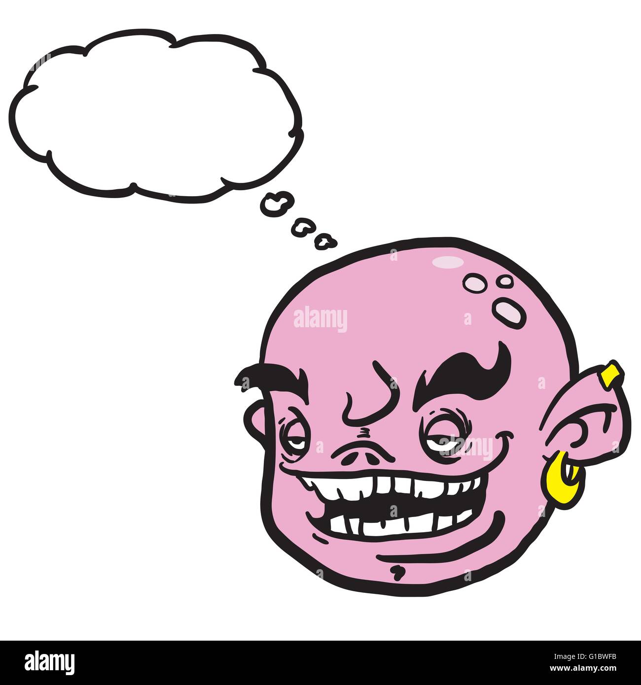pink cartoon face with thought bubble illustration Stock Vector Image ...