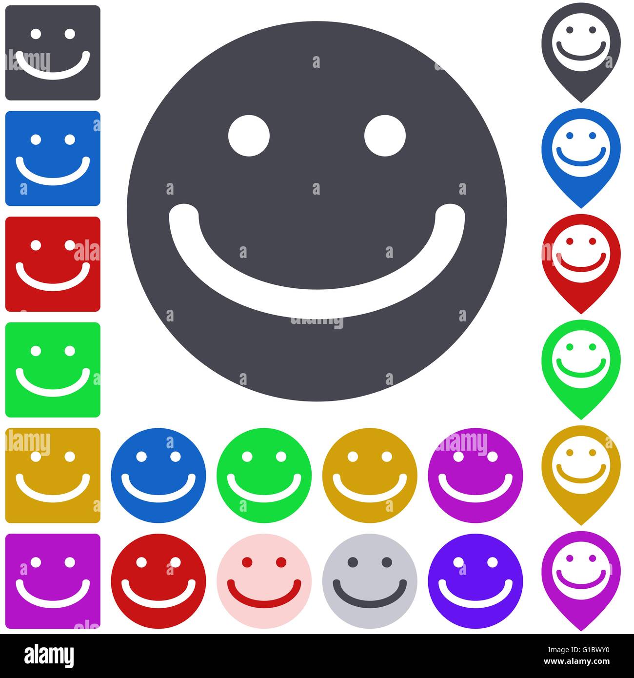 Smile icon, button, symbol set Stock Vector Image & Art - Alamy