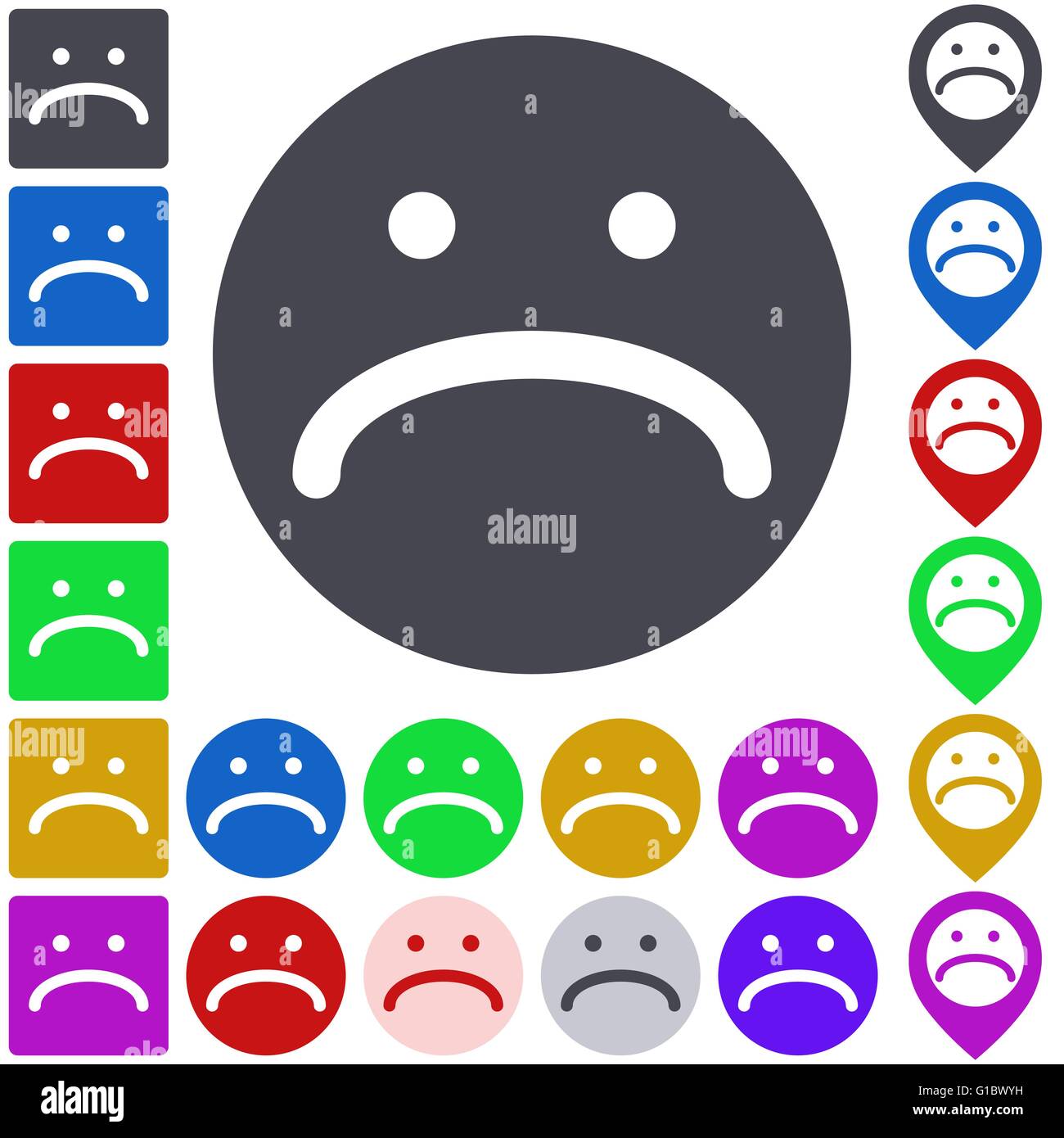 Unhappy icon, button, symbol set Stock Vector Image & Art - Alamy