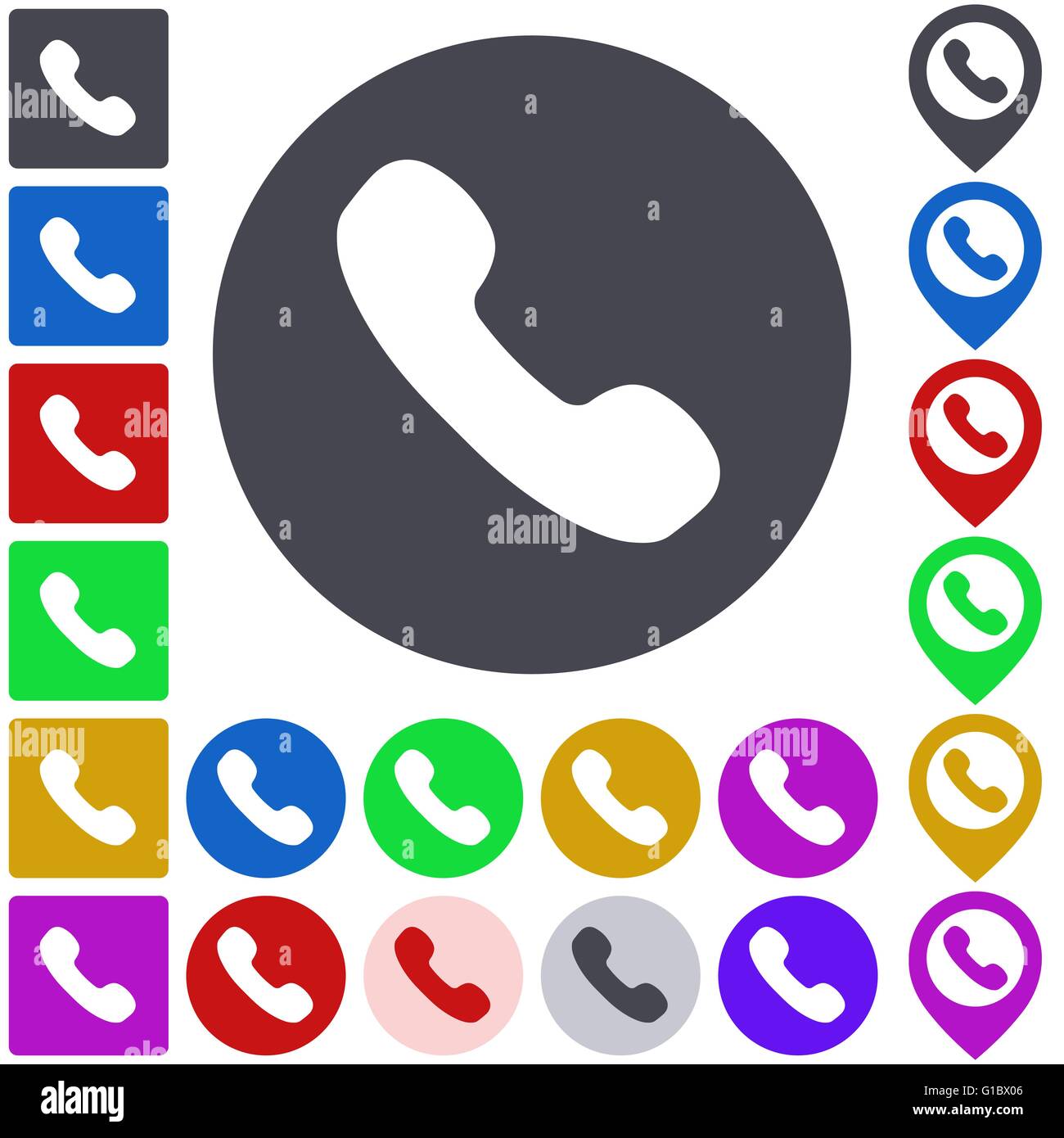 Color phone icon set Stock Vector Image & Art - Alamy