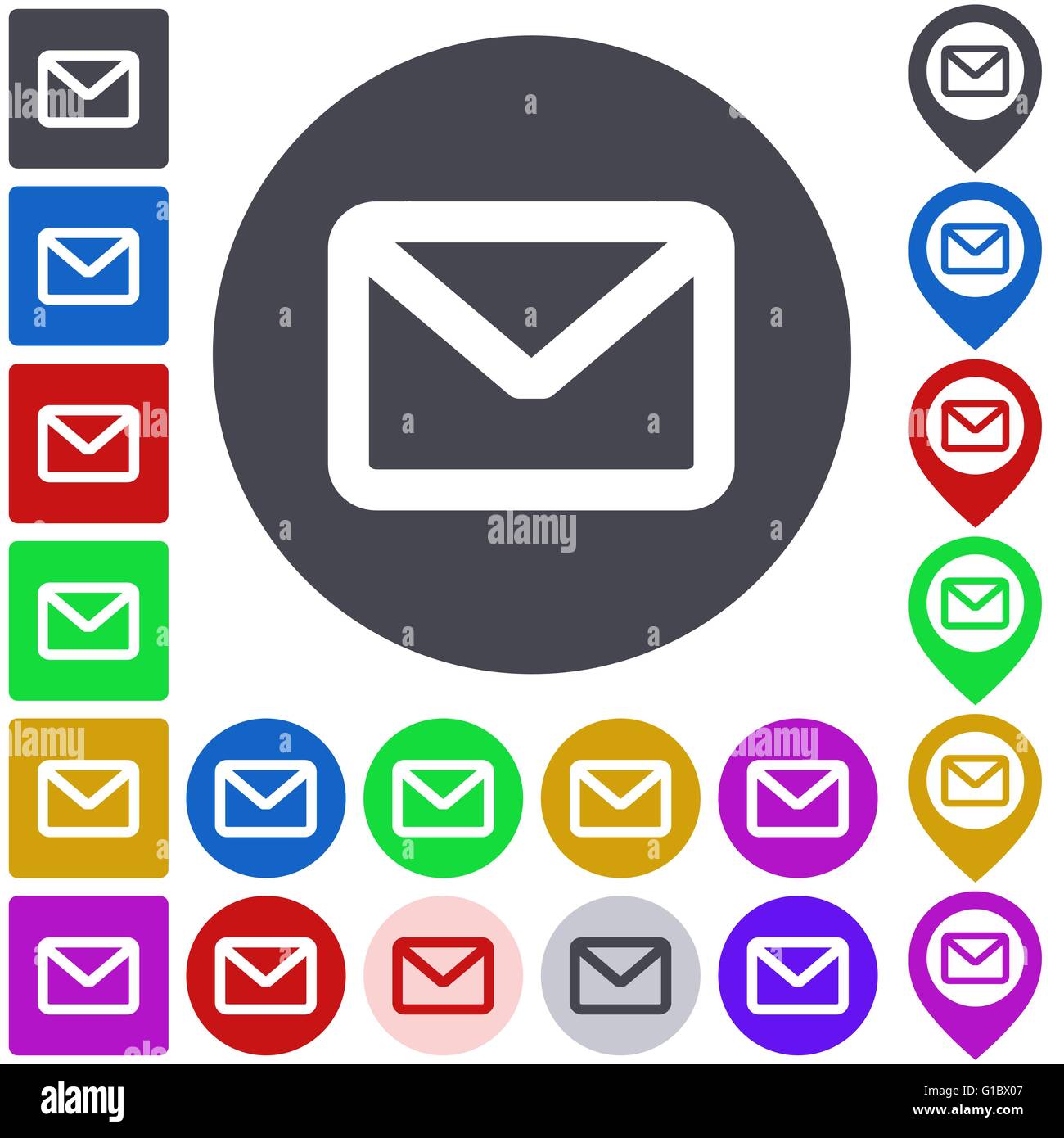 Color mail icon set Stock Vector Image & Art - Alamy