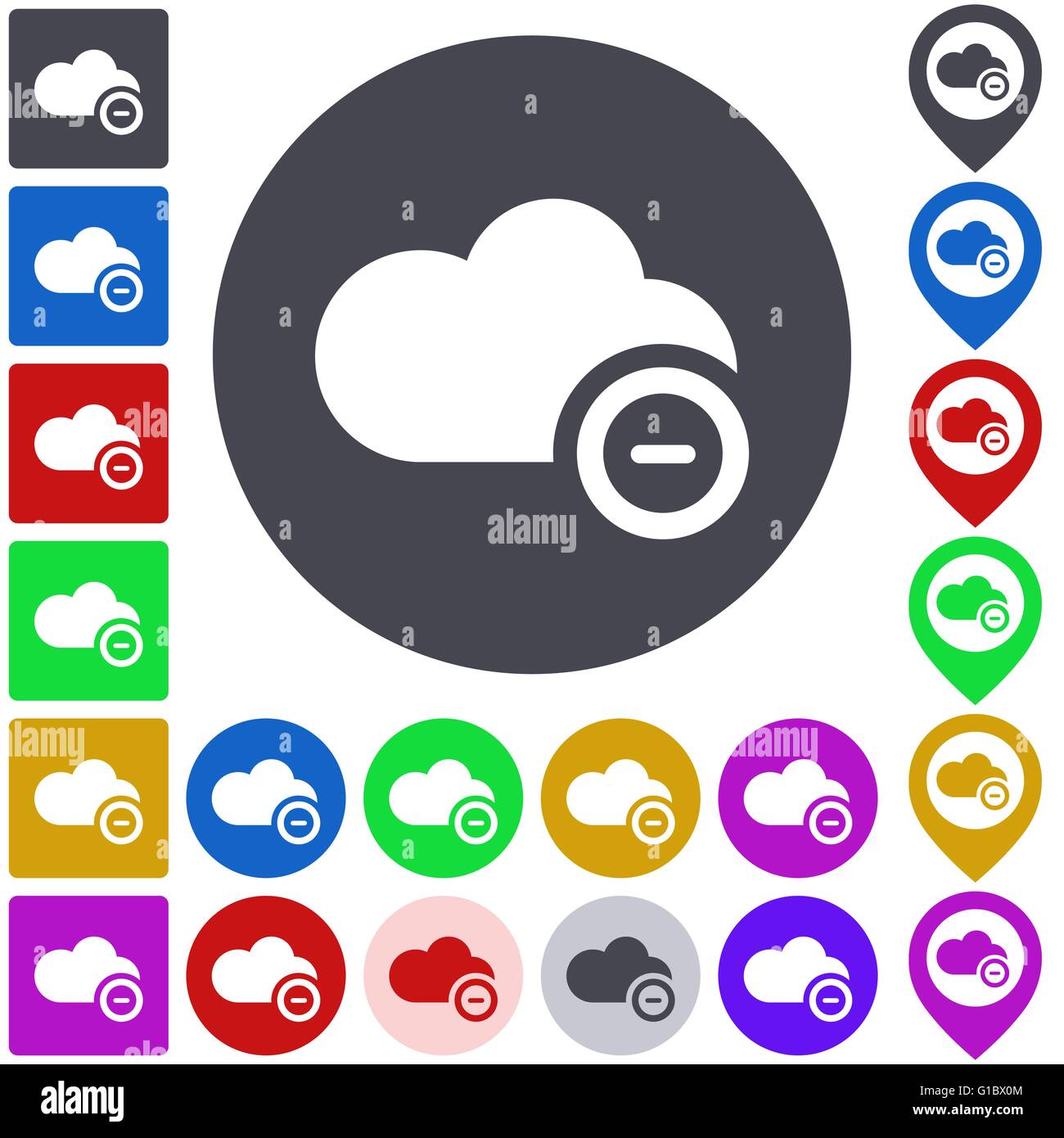 Color remove from cloud icon set Stock Vector Image & Art - Alamy