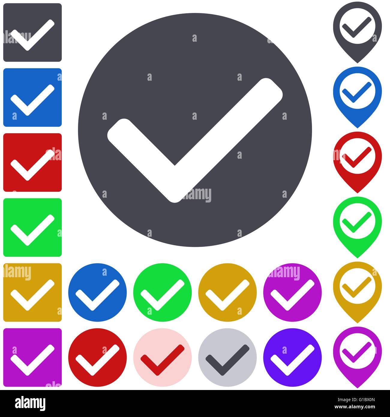 Map pin pointer tick icon hi-res stock photography and images - Alamy