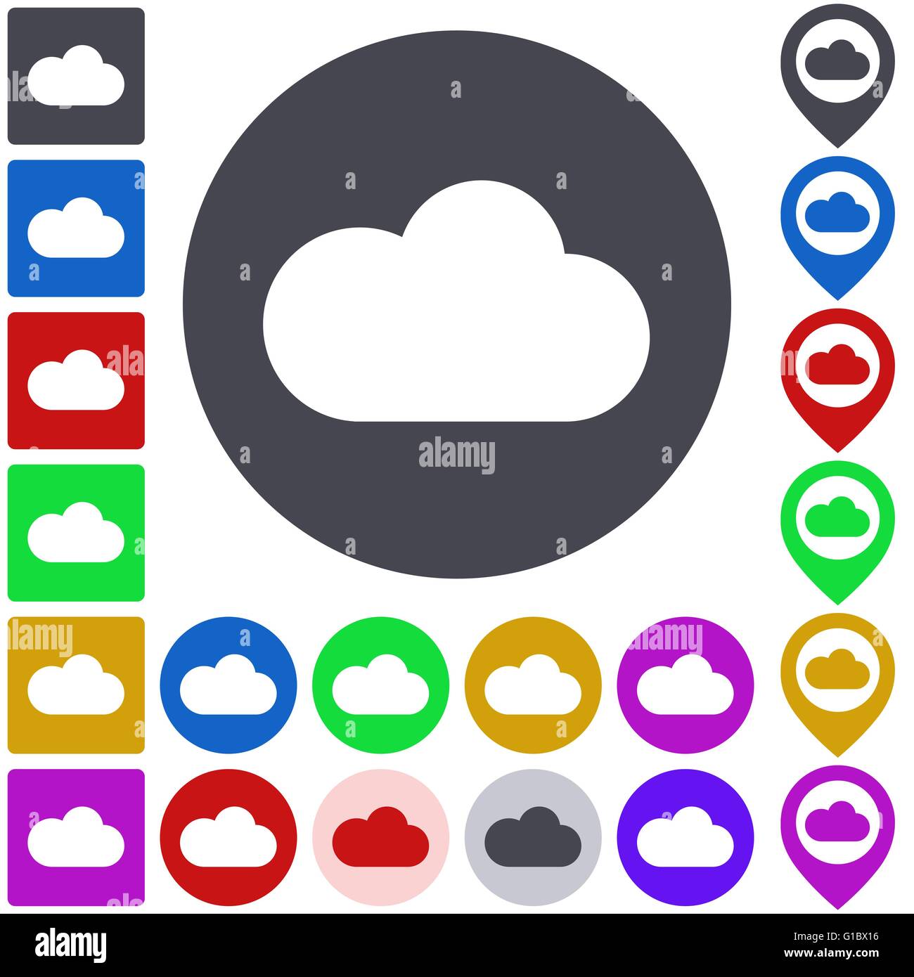 Color cloud icon set Stock Vector Image & Art - Alamy