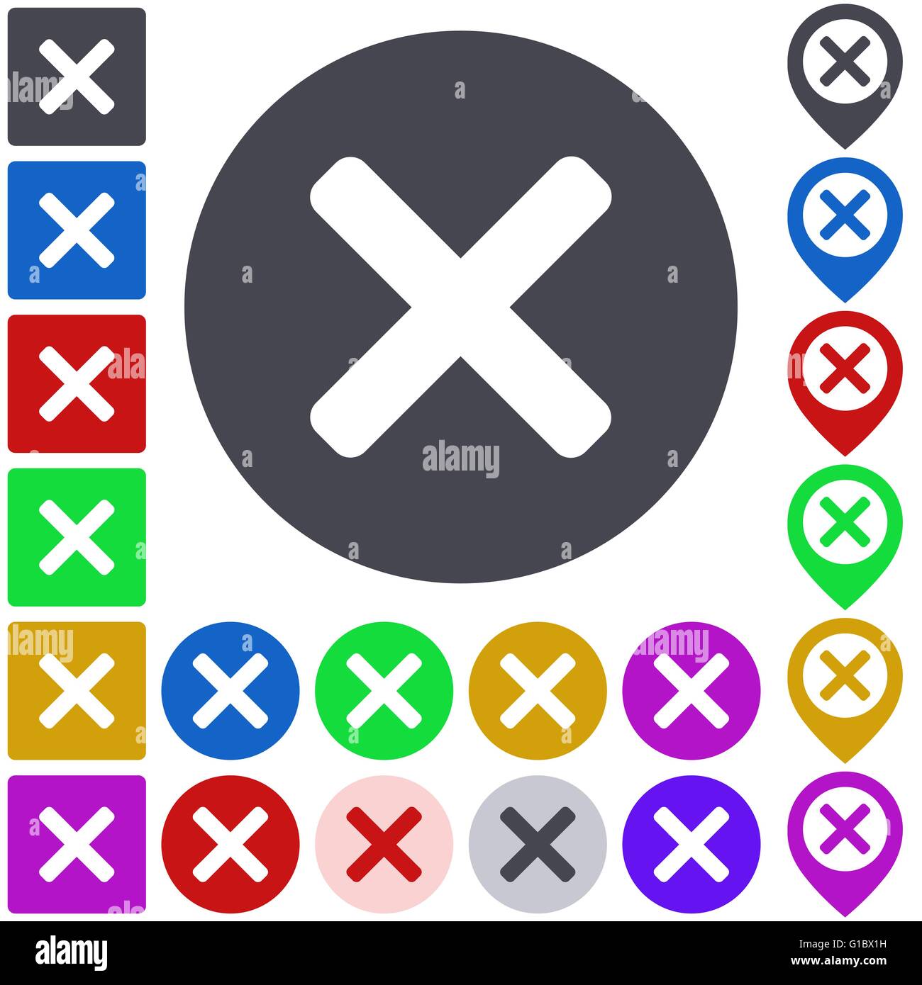 Color delete icon set Stock Vector Image & Art - Alamy