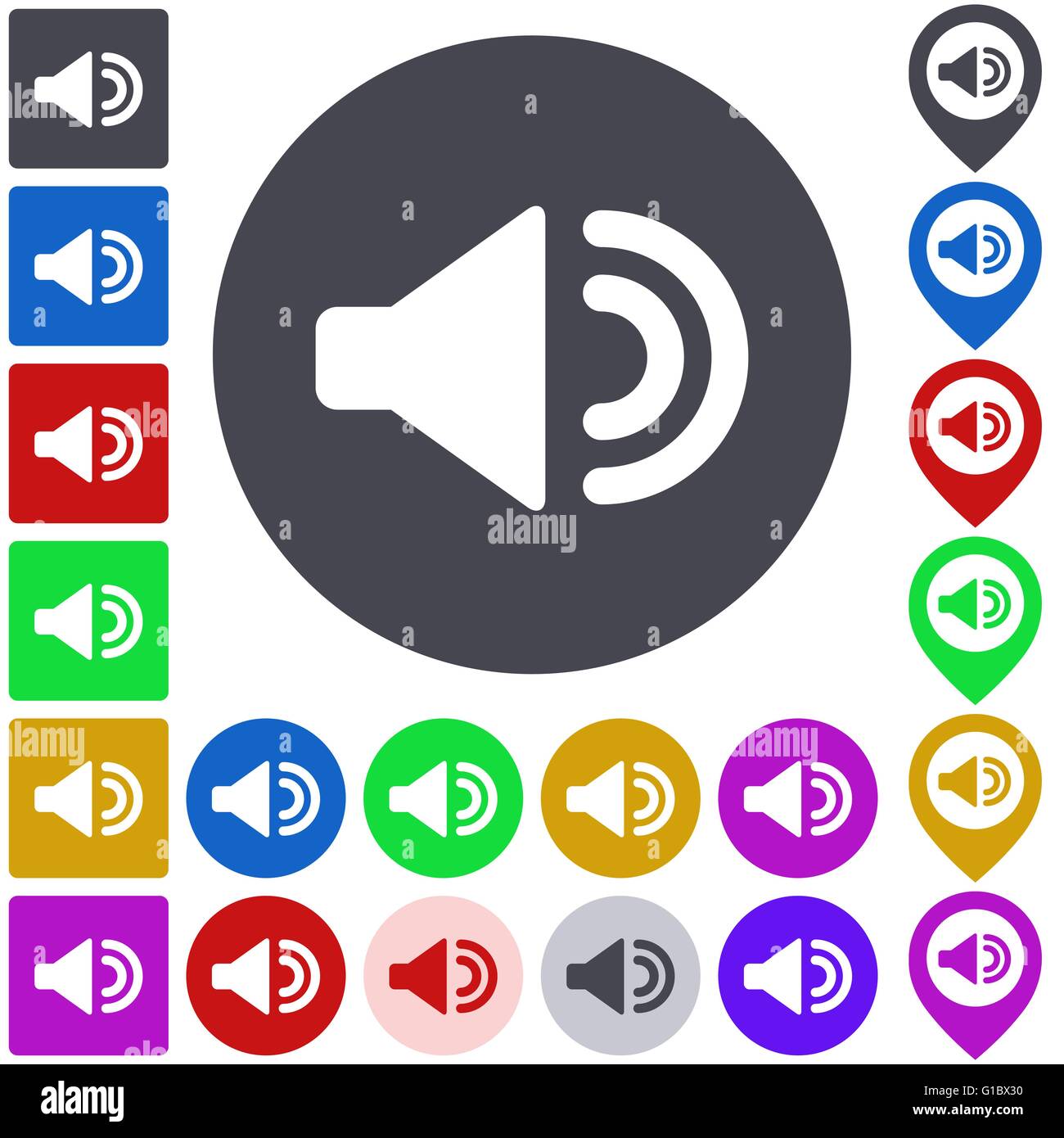 Color volume up icon set Stock Vector Image & Art - Alamy